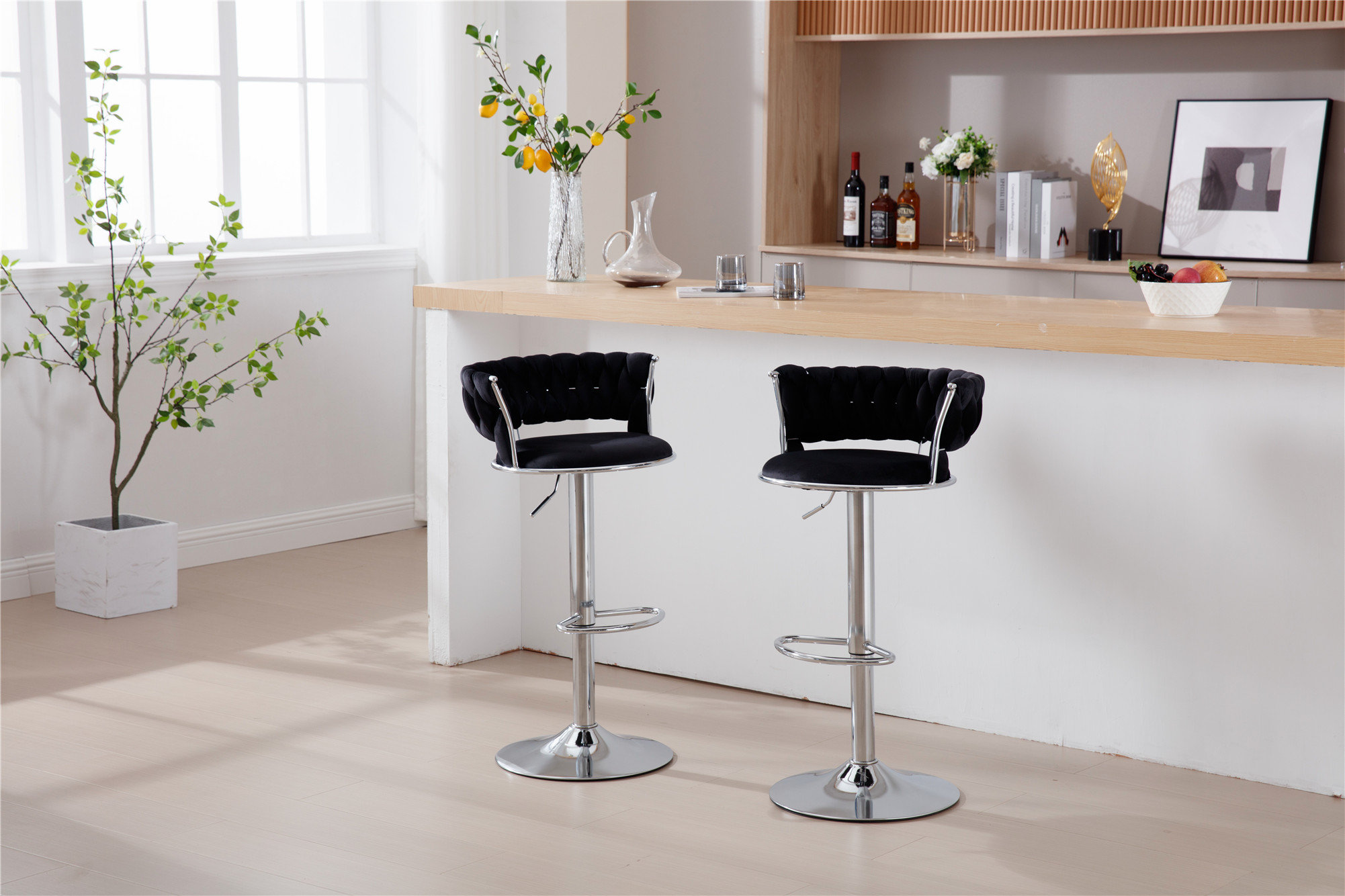 GOODSILO Bar Stools,with Chrome Footrest and Base Swivel Height ...