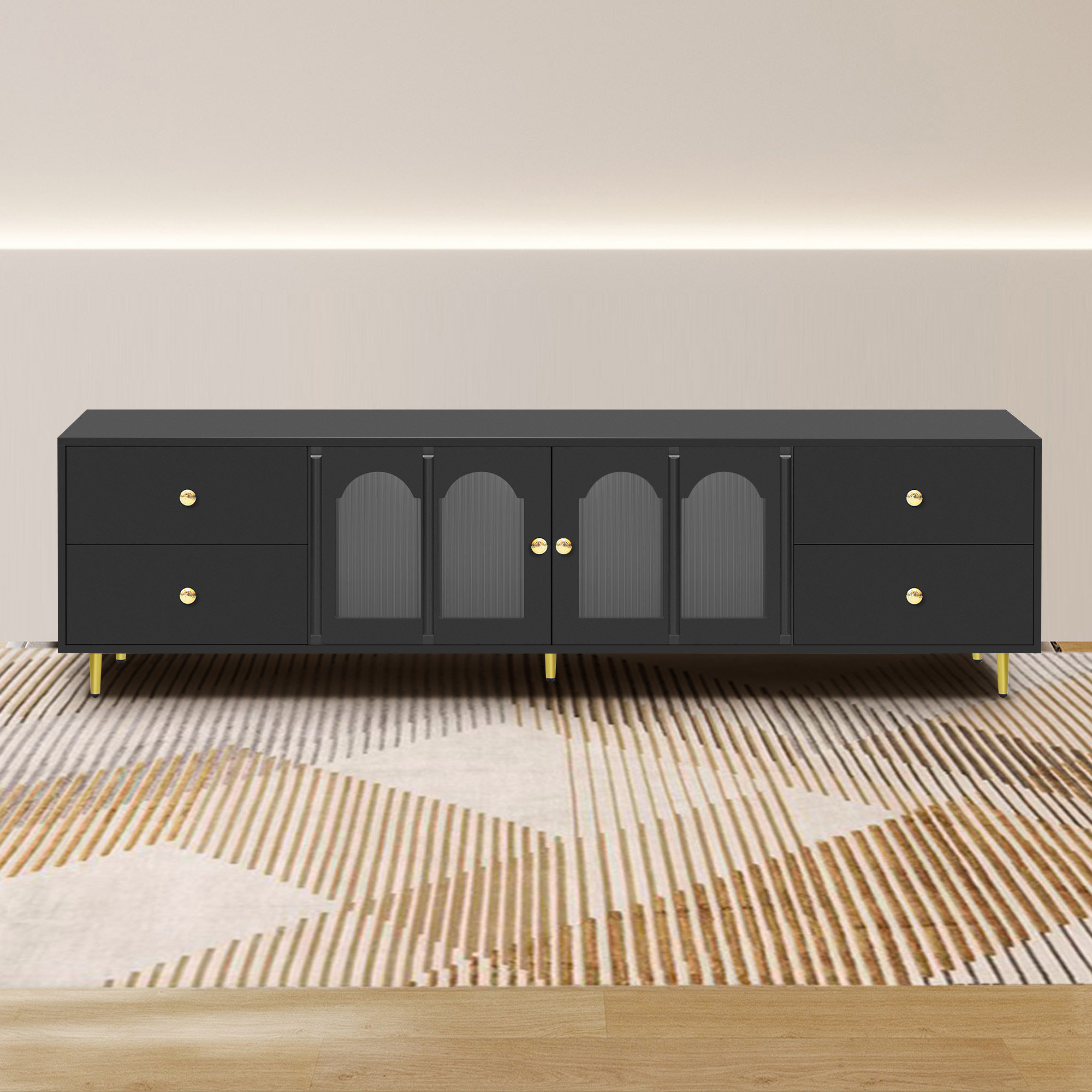 Mercer41 Modern TV Stand for TVs up to 75 Inches with Glass Door | Wayfair