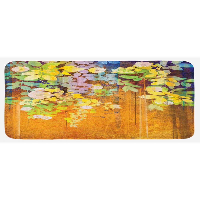East Urban Home Watercolor Flower Kitchen Mat | Wayfair