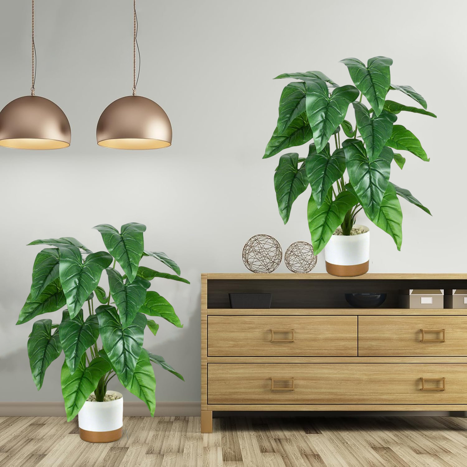 Ebern Designs 2 pack Artificial Auspicious Emerald Plant Indoor, Faux ...