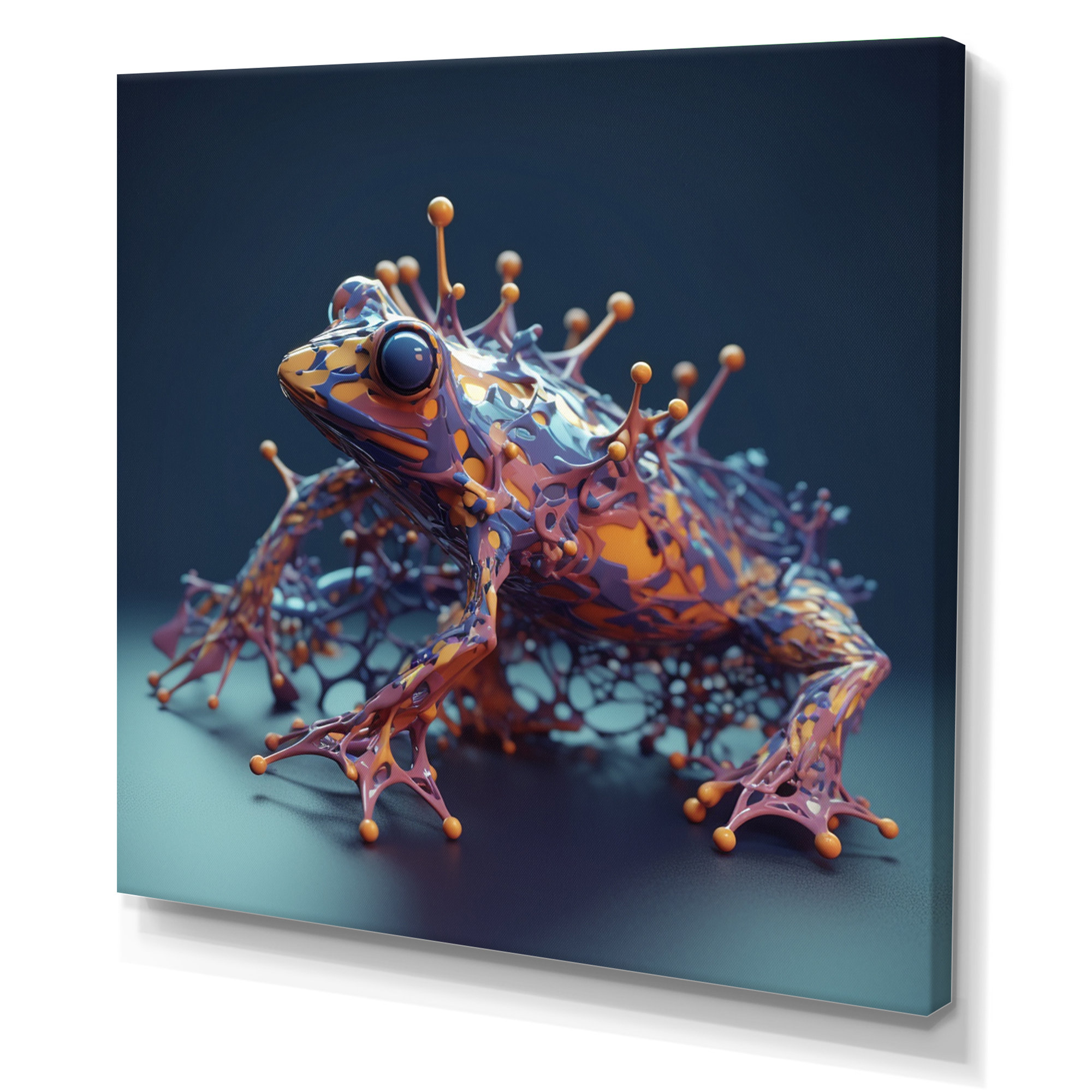 Ebern Designs 3D Neon Frog - Animal Frog Canvas Print | Wayfair