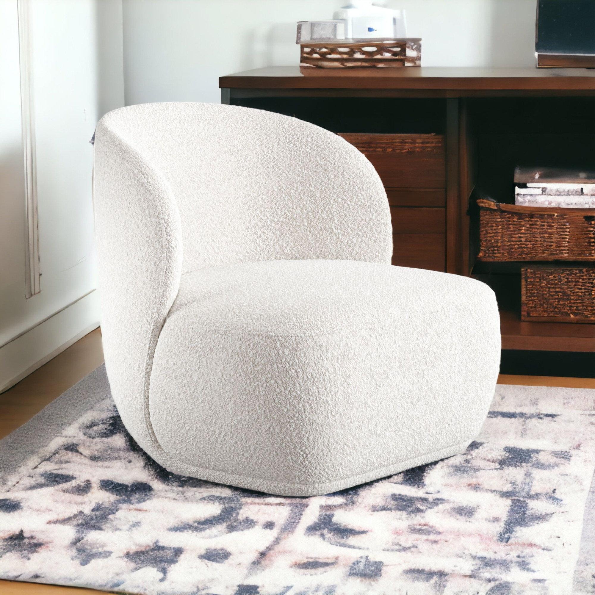 HomeRoots 31" White Boucle Wingback Chair - Wayfair Canada