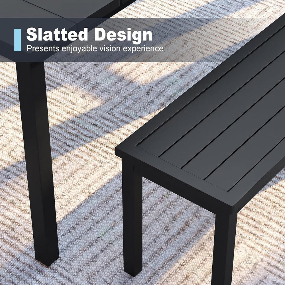 Latitude Run® Outdoor Metal Bench, 51.2" Long Garden Backless Bench Fo ...