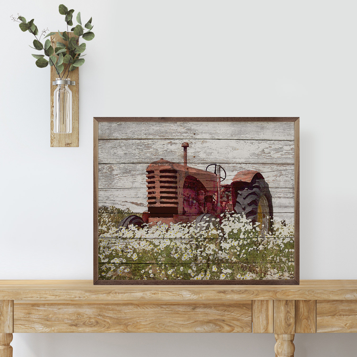 Gracie Oaks Rustic Red Tractor Print | Wayfair