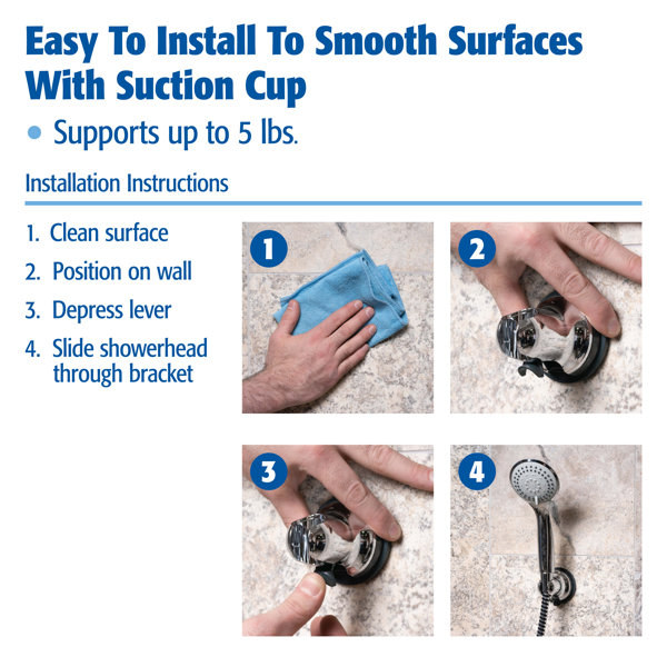 Keeney Plastic Wall Suction Style Bracket Shower Head Holder, Polished ...