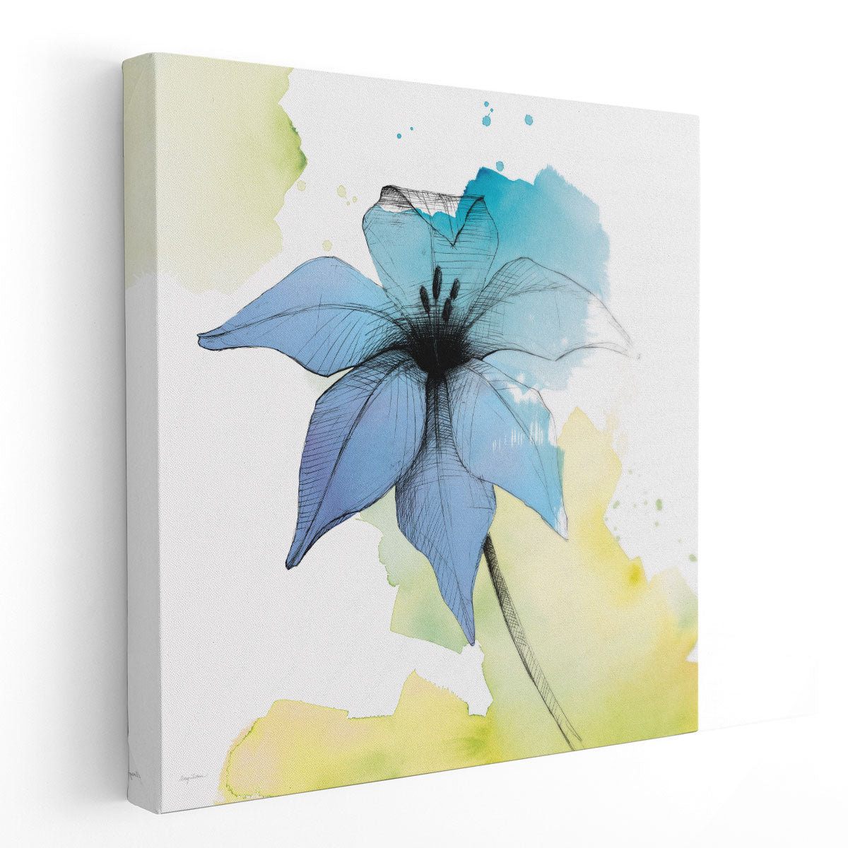 Latitude Run® Watercolor Graphite Flower V - Canvas Print Wall Art ...