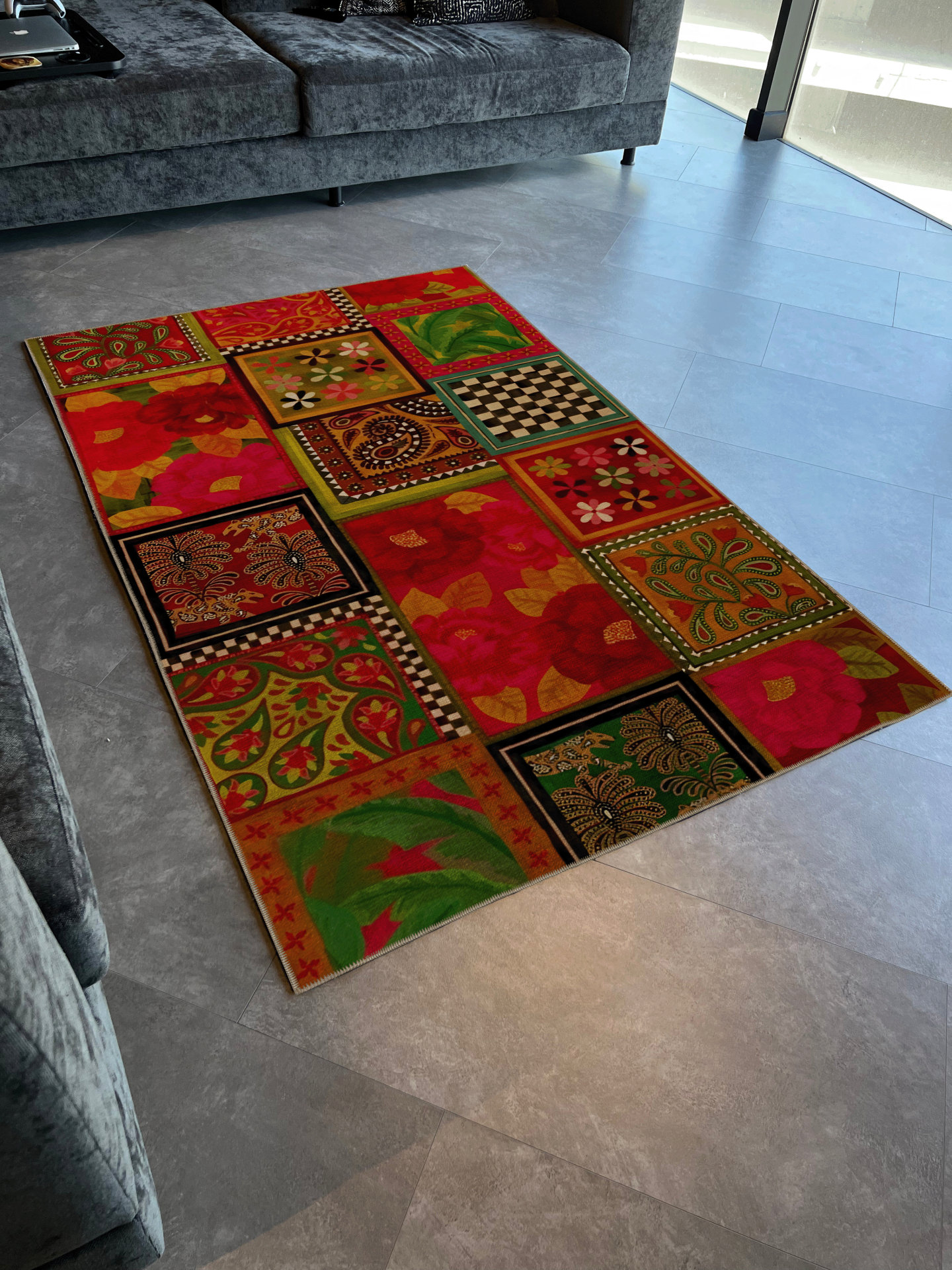 Bungalow Rose Red Themed Multi-Colored Mixed Square Shape Flower ...