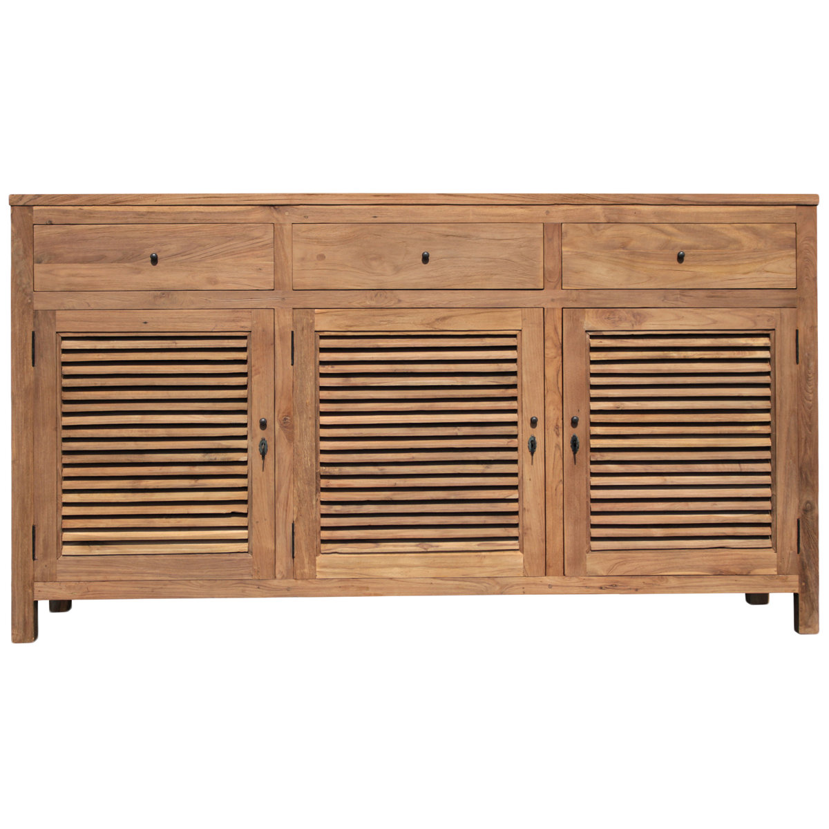 Chic Teak Recycled Teak Wood Tarragona Bathroom Linen Cabinet With 3 ...