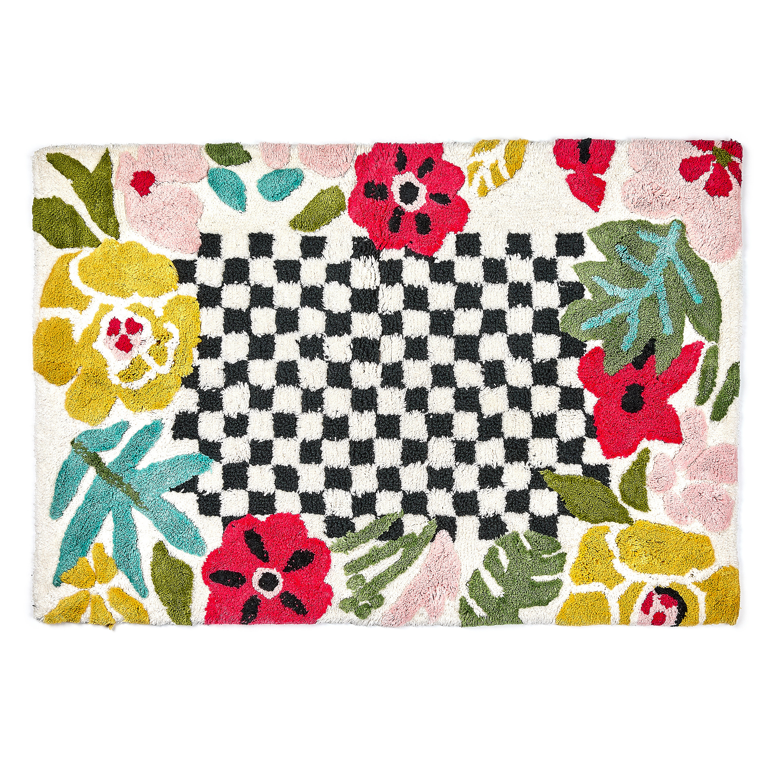 MacKenzie-Childs Flower Checkerboard Bath Rug | Perigold