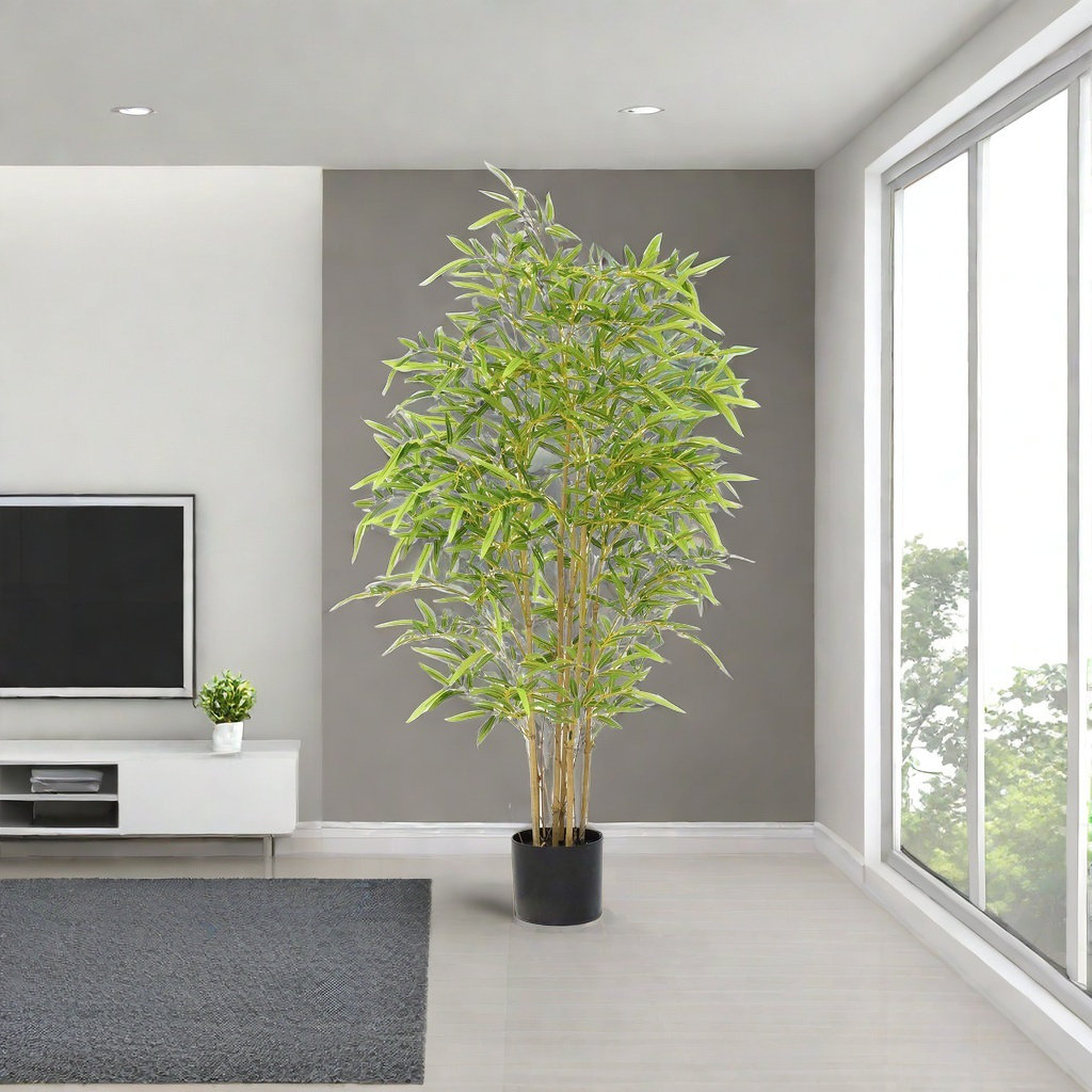 Primrue Artificial Bamboo Tree With Real Trunk And Lifelike Leaves ...