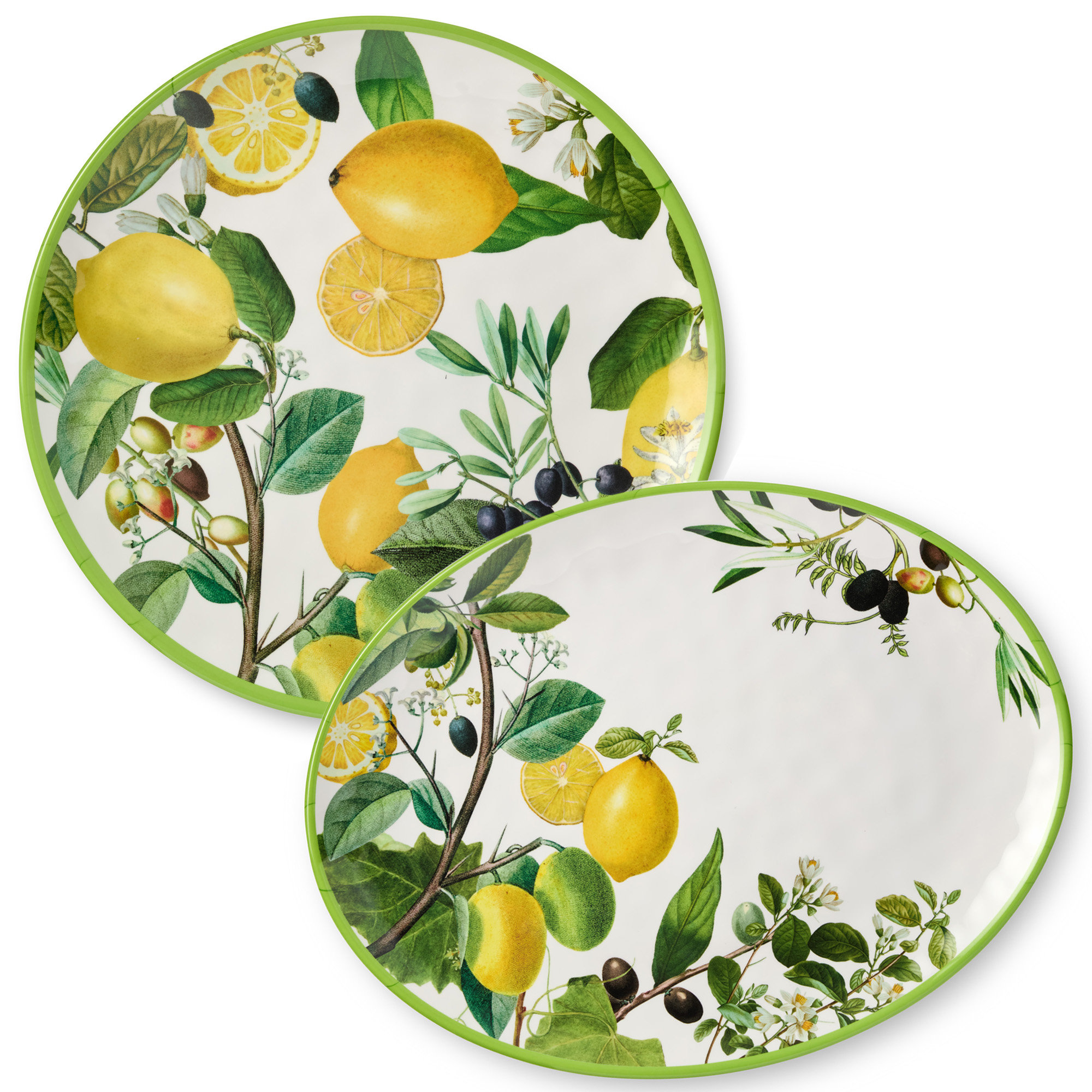 Certified International Limone 2-Piece Melamine Platter Set - 14-Inch ...