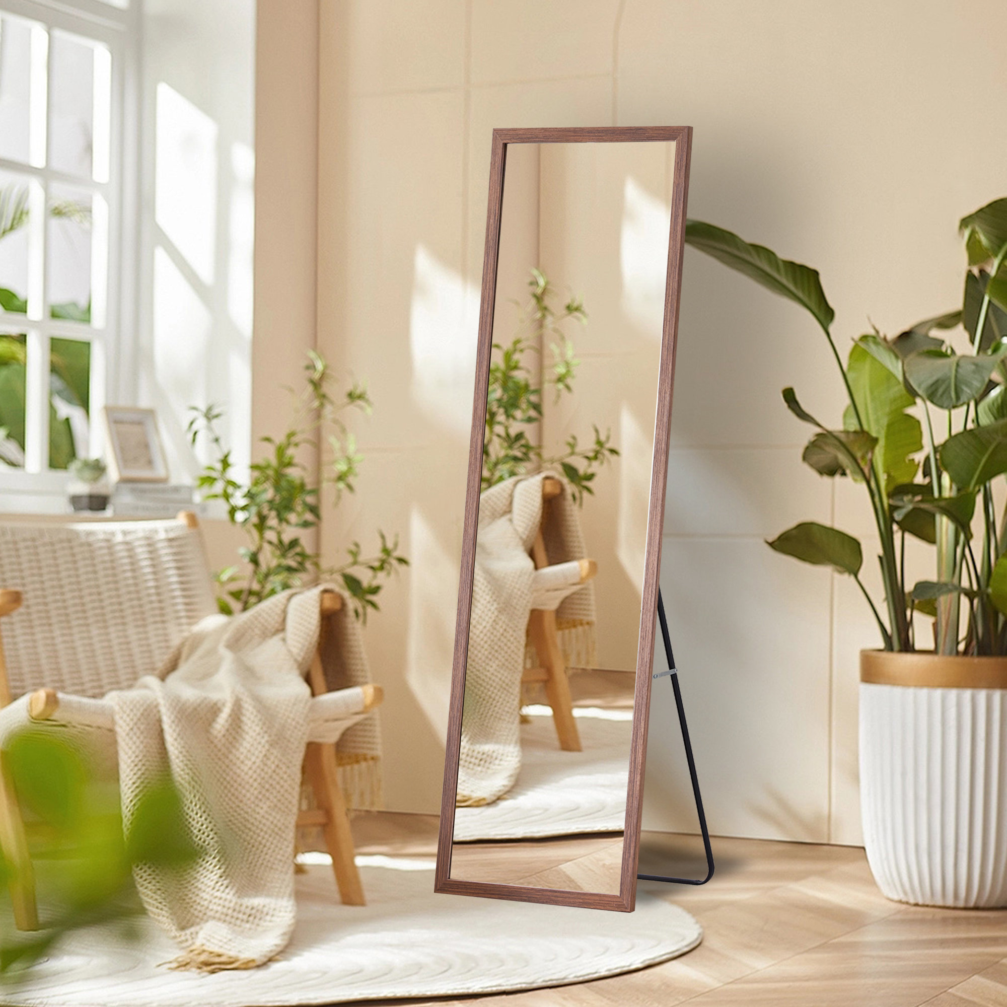 Ebern Designs Dorando Wood Frame Full Length Mirror Wall Mirror | Wayfair