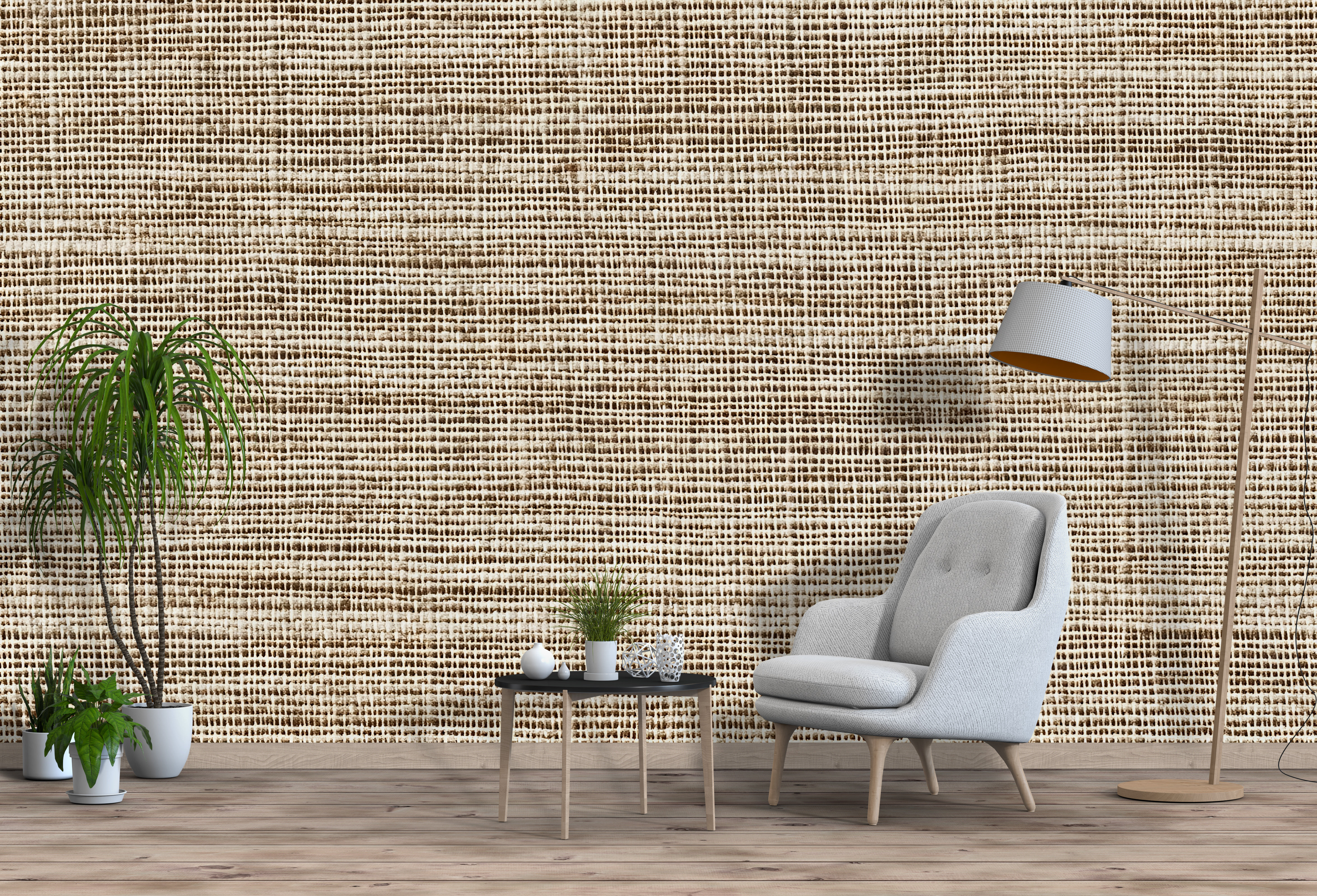 Orren Ellis Textured Linen Wallpaper – Neutral Woven Fabric Look Wall ...