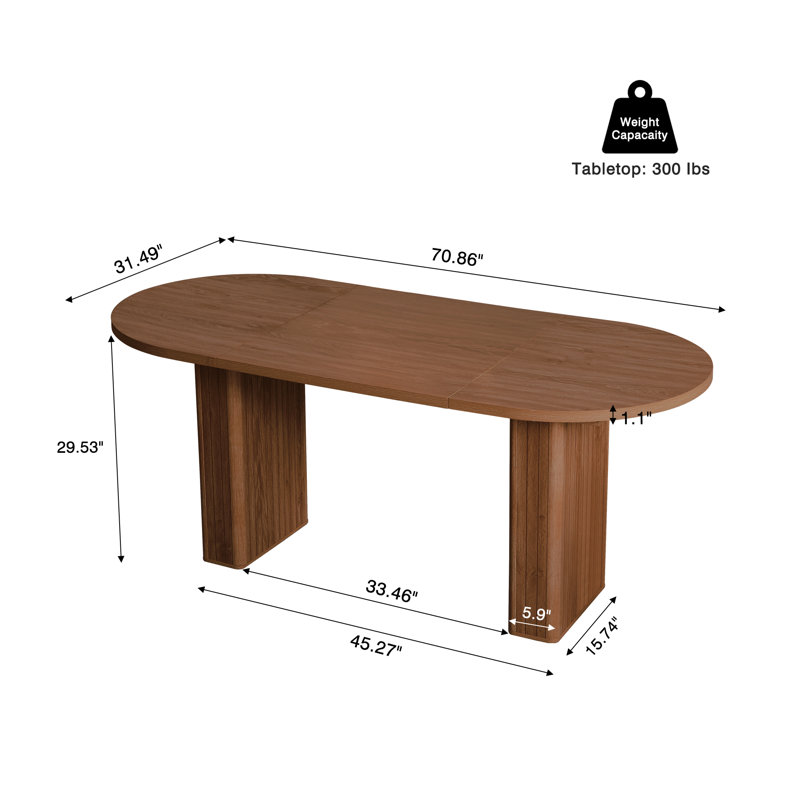Millwood Pines Dilakshan Oval 70.86'' L x 31.49'' W Dining Table ...