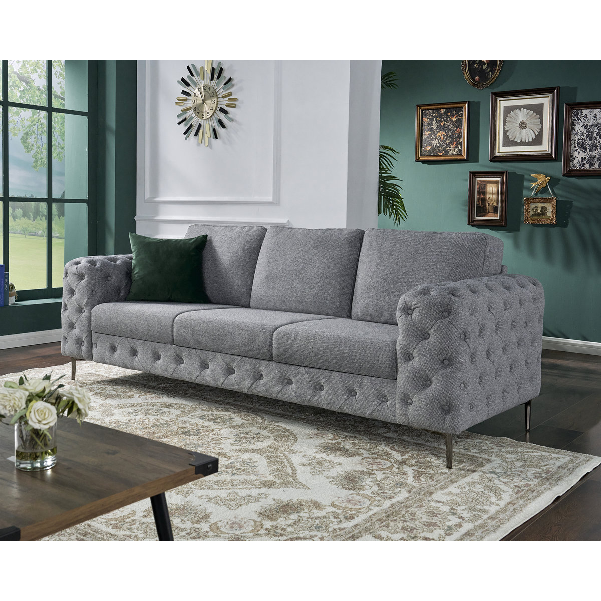Ivy Bronx 92 inch Sofa Couch,Modern Oversized 3 Seater Sofa with Wide ...