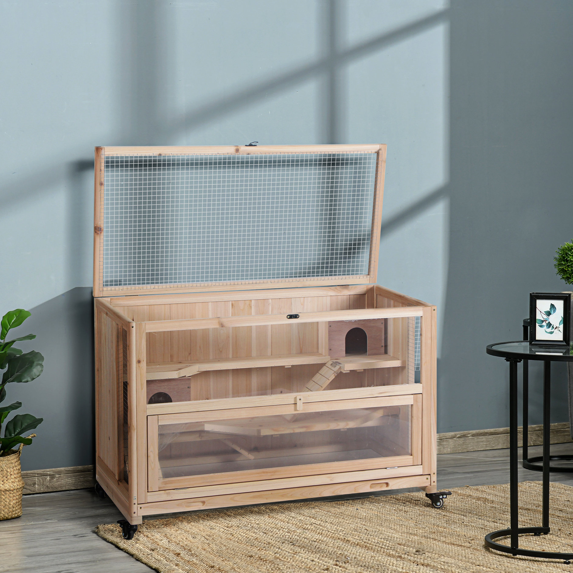 Hokku Designs Extra Large Wooden Hamster Cage With Multiple Entrances