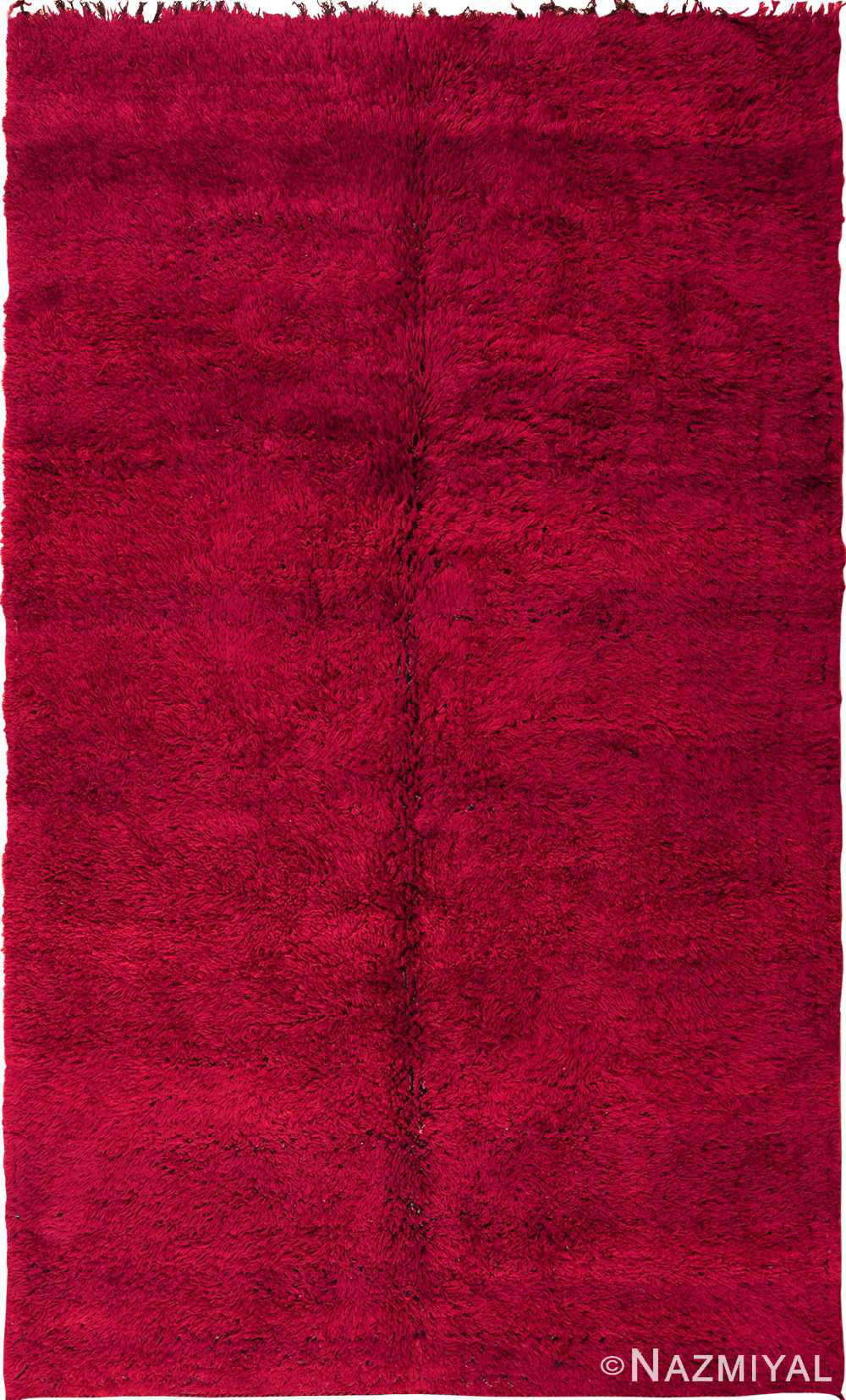 Nazmiyal Collection Tapis marocain rouge à poils longs rétro à double ...