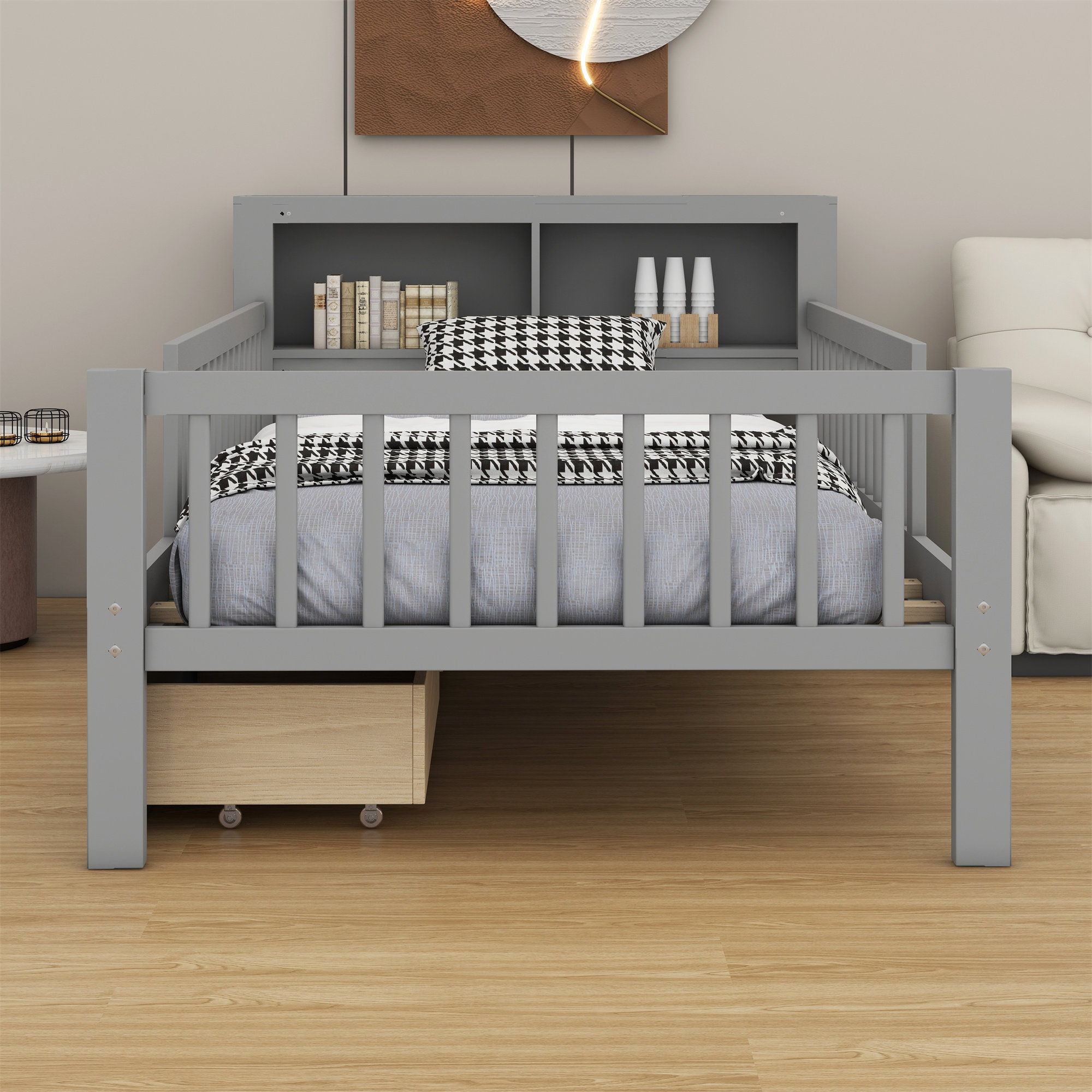 Red Barrel Studio® Bed With Headboard Storage Rack, Two Under-Bed ...