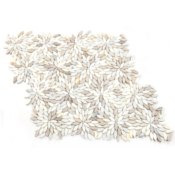 Abolos Tea Party White 11 in. x 12 in. Floral Marble Mosaic Wall/Floor ...