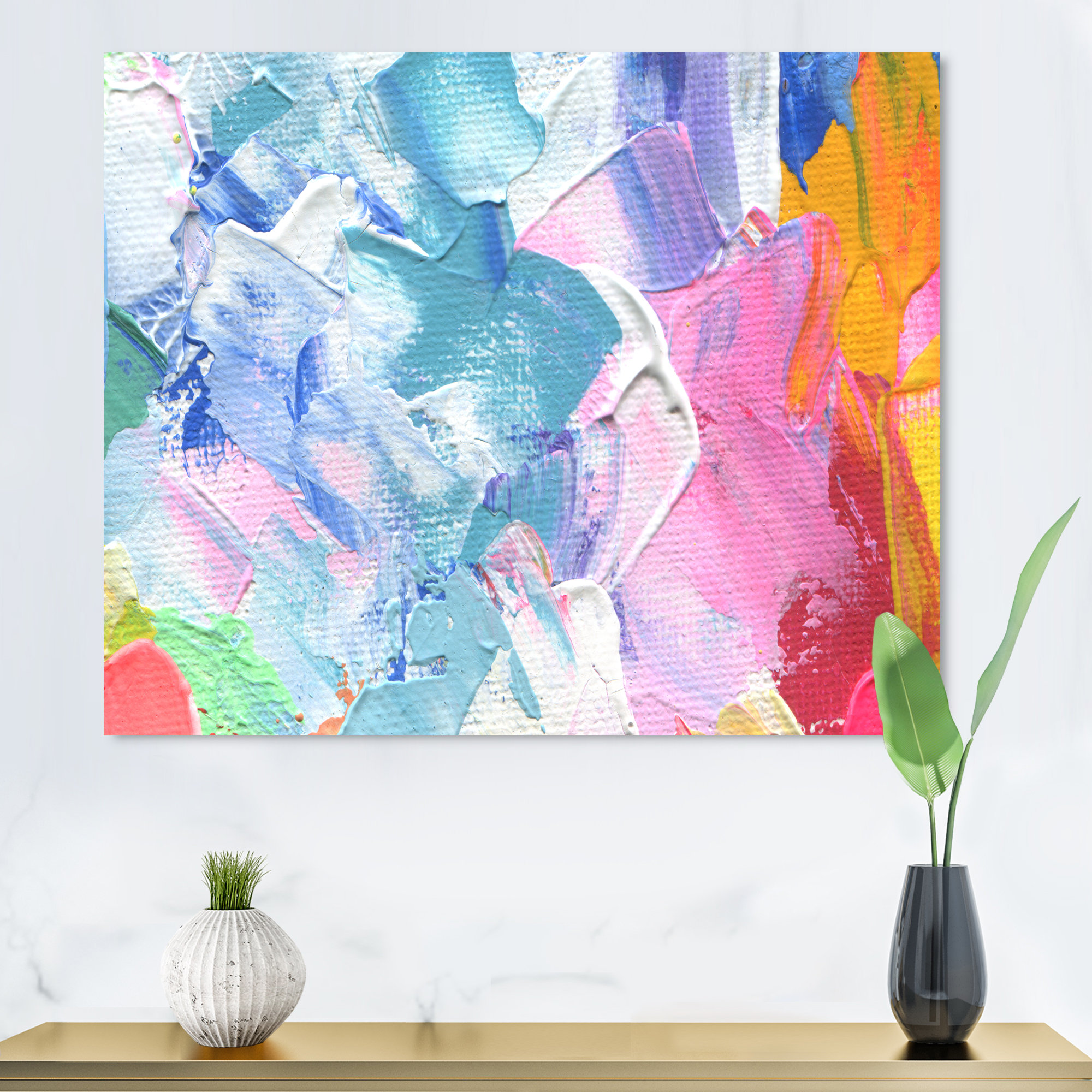 Wrought Studio™ Pastel Color Universe - Floater Frame Print on Canvas ...