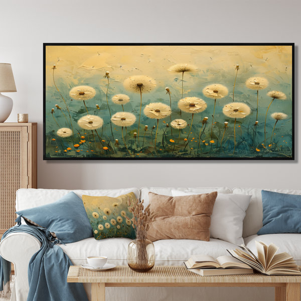 Lark Manor™ Beige Blue Spring Dandelion Collage I - Dandelion Wall Art ...