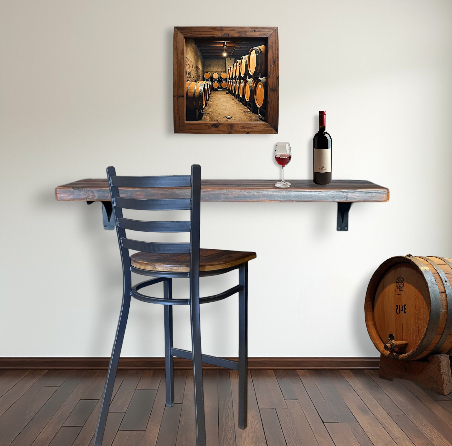 Heirloum Rustic Timber Floating Bar | Wayfair