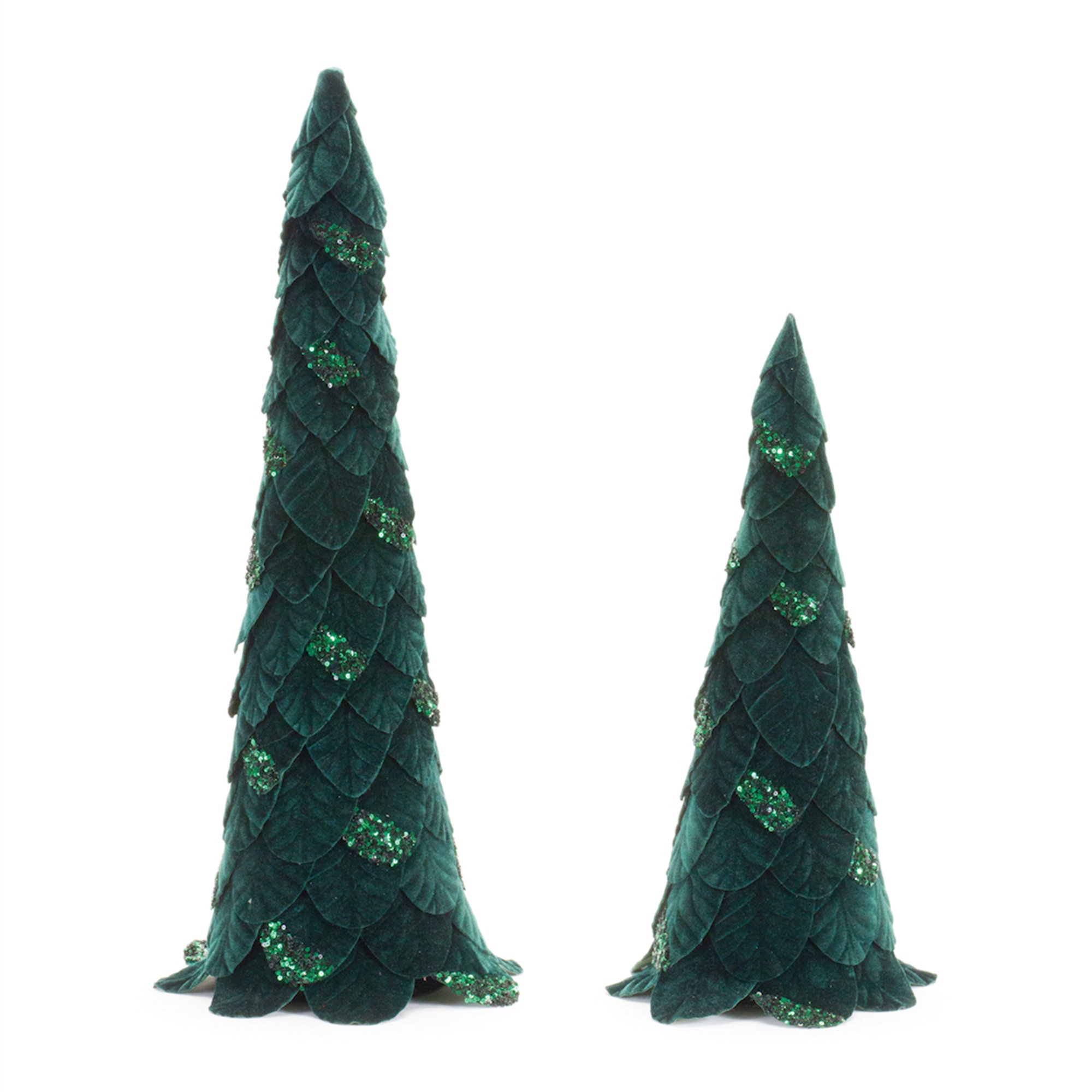 The Holiday Aisle® Green Beaded Leaf Pine Tree (Set of 2) | Wayfair