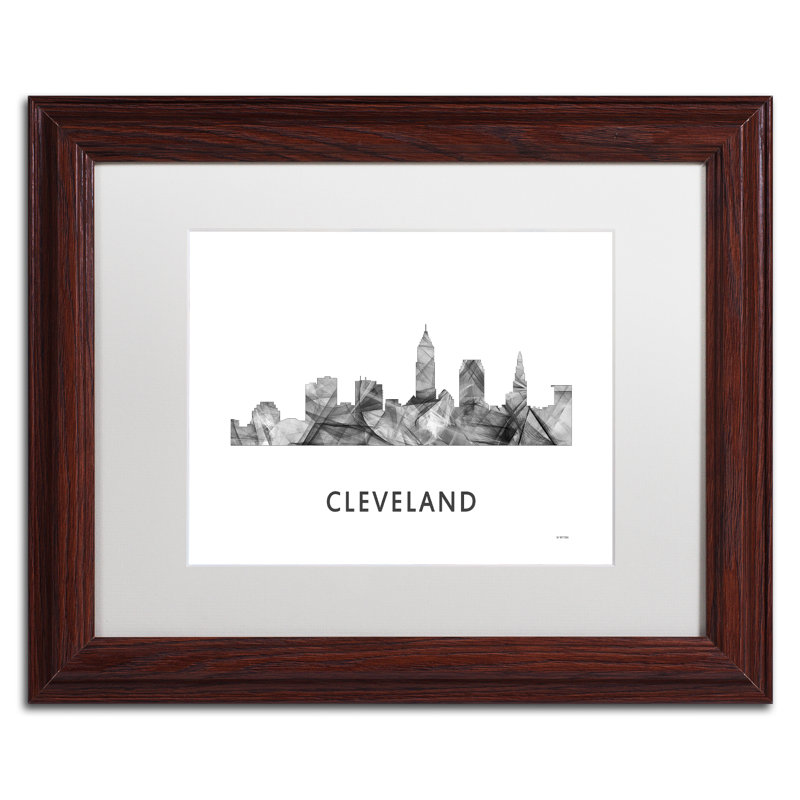 Trademark Art Cleveland Ohio Skyline WB-BW Framed On Canvas by Marlene ...