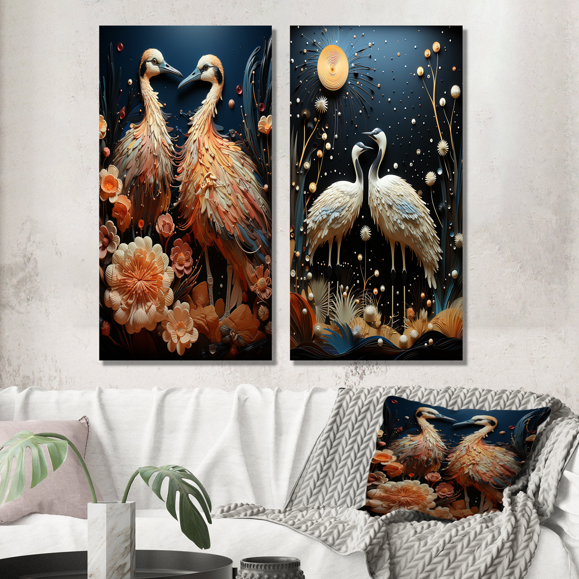 Beachcrest Home™ Ostriches Reverie Delight - Ostriches Metal Wall Art ...