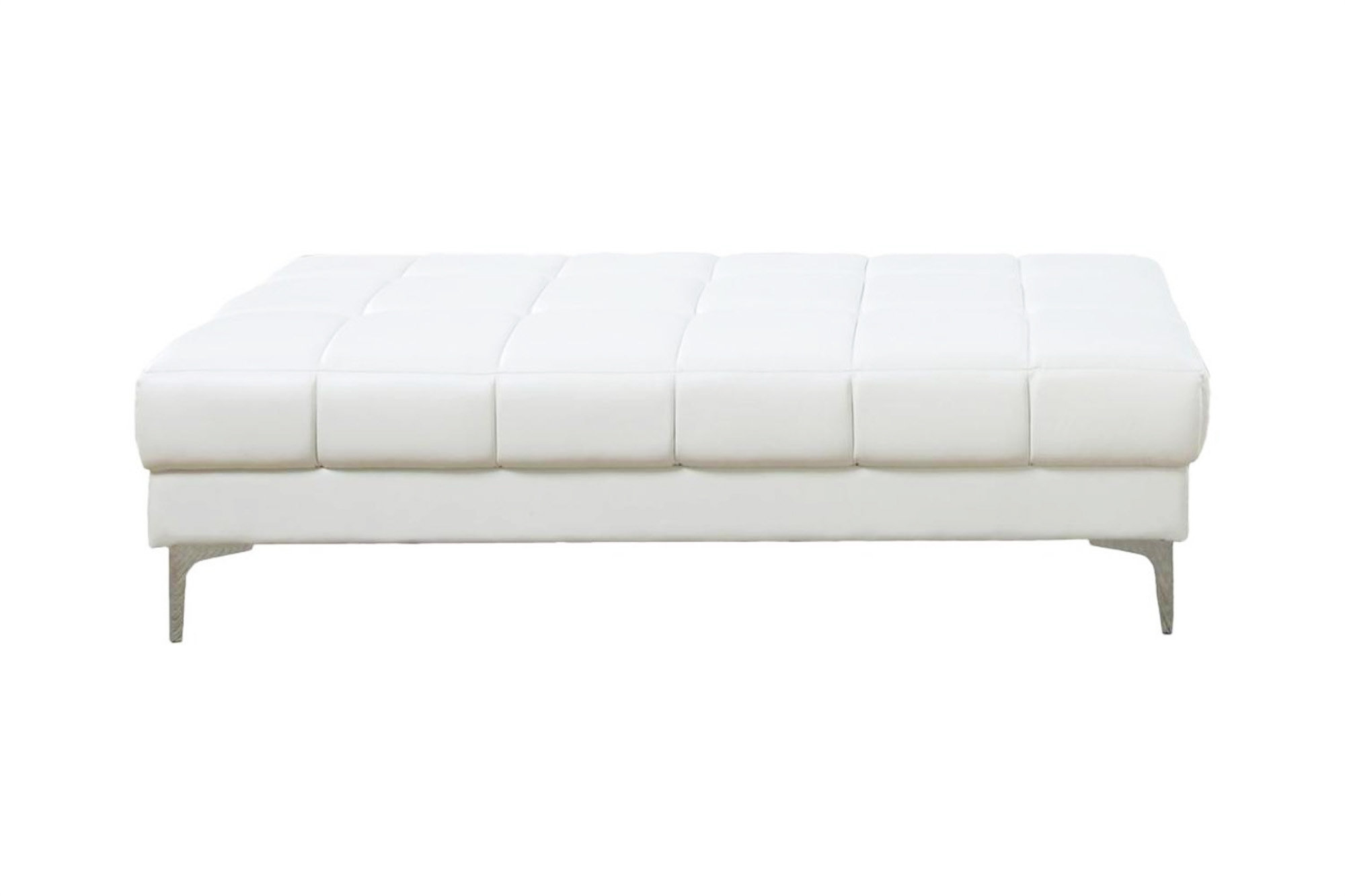 Hokku Designs White Bonded Leather Extra Large Ottoman Metal Legs 1Pc ...