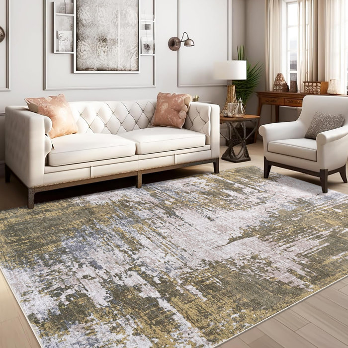 Charlton Home® Fillender Modern Area Rugs Non-Slip Washable Abstract ...