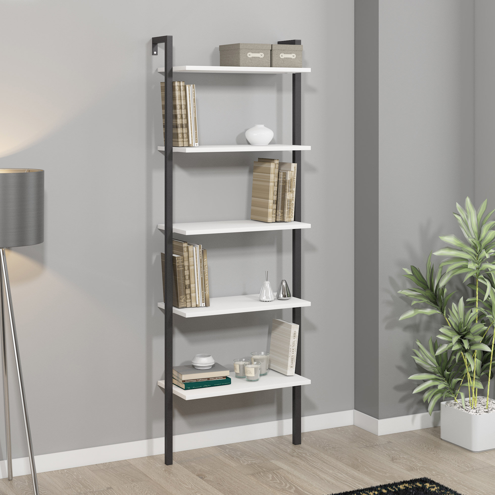 Latitude Run® Alaa 71" H x 26" W Steel Ladder Bookcase & Reviews ...