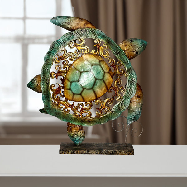 Bay Isle Home™ Turbeville Rustic Metal and Capiz Shell Table Top Turtle ...