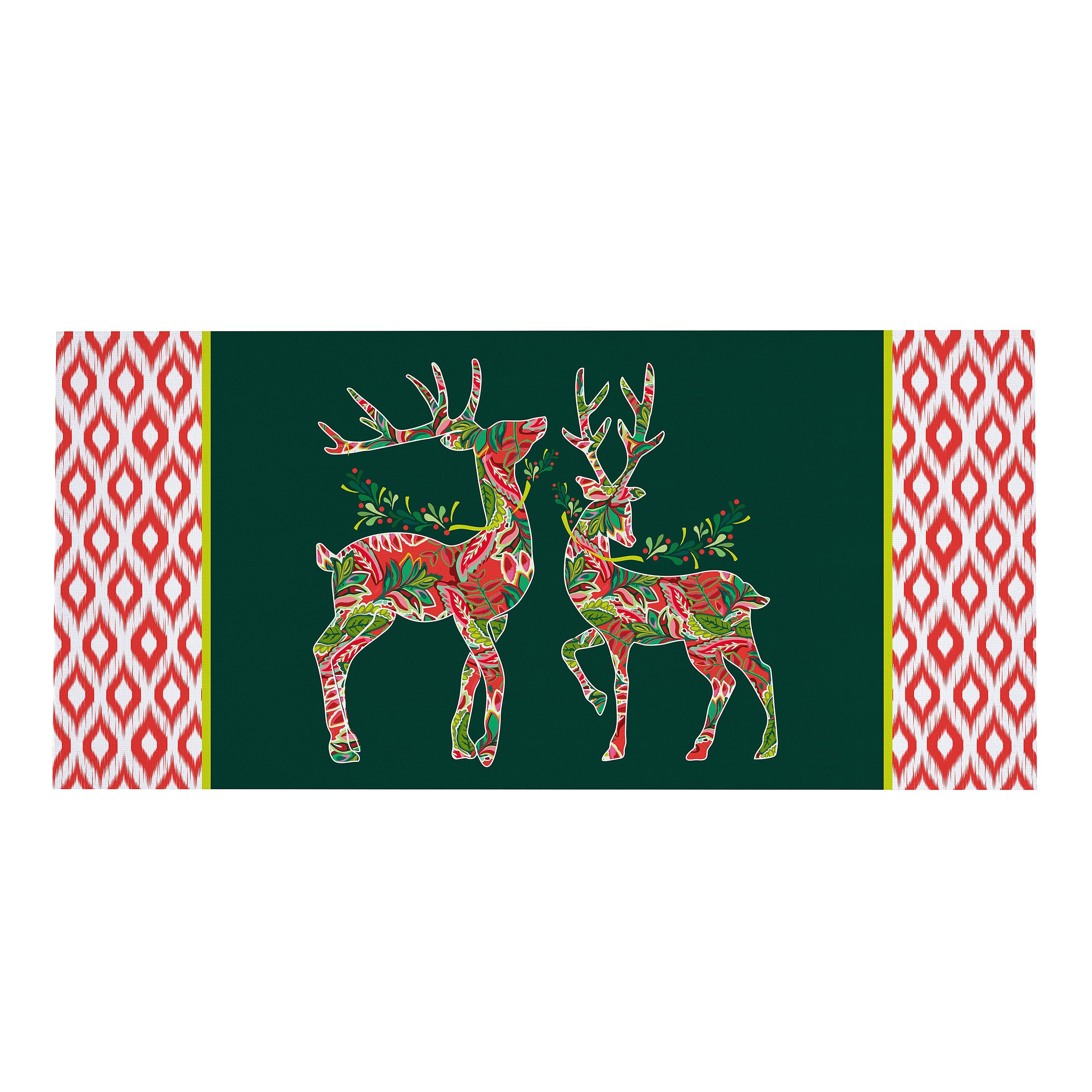 The Holiday Aisle® Patterned Reindeer Sassafras Switch Mat | Wayfair