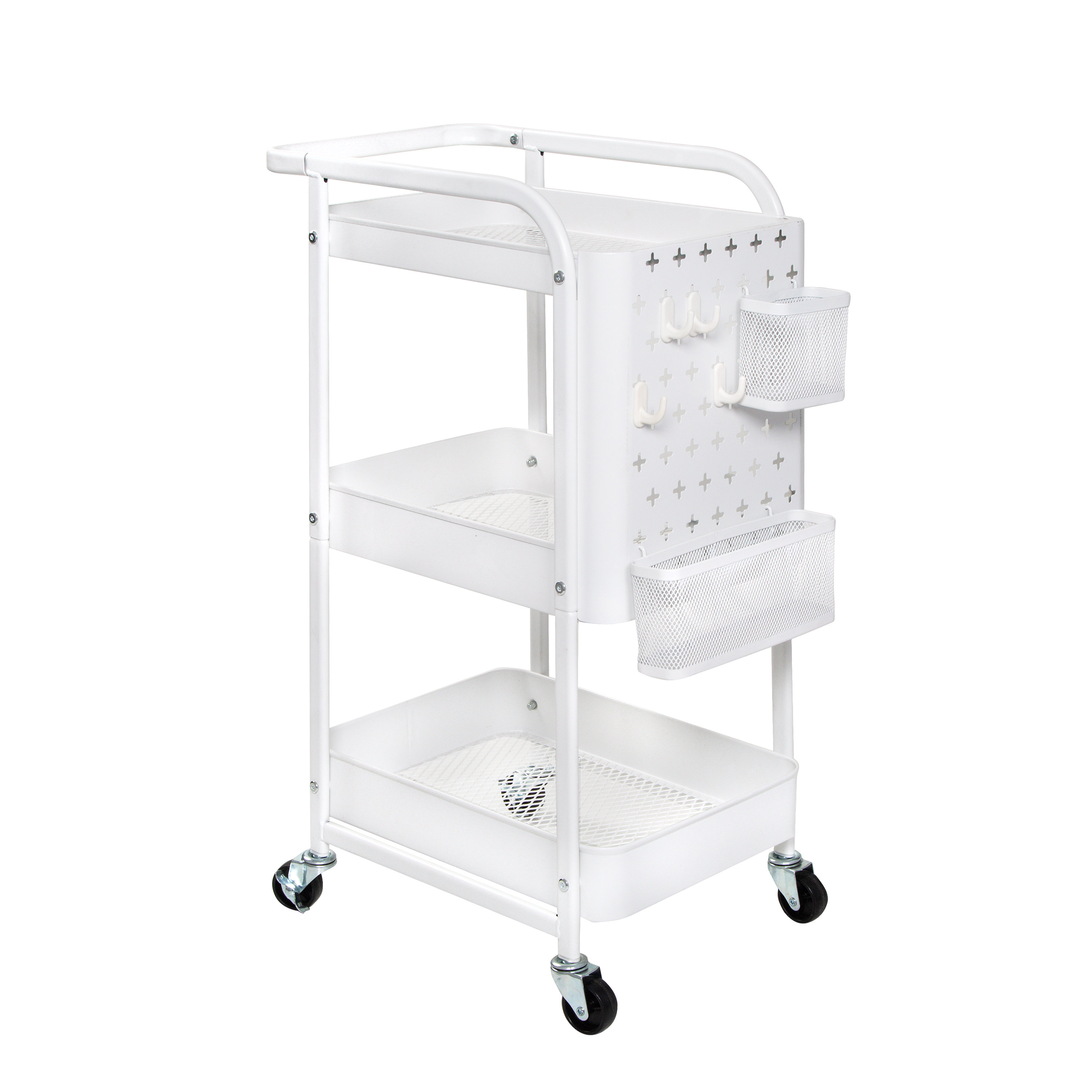 Hokku Designs 3-Tier Craft Cart w/ Side Storage, White & Reviews | Wayfair