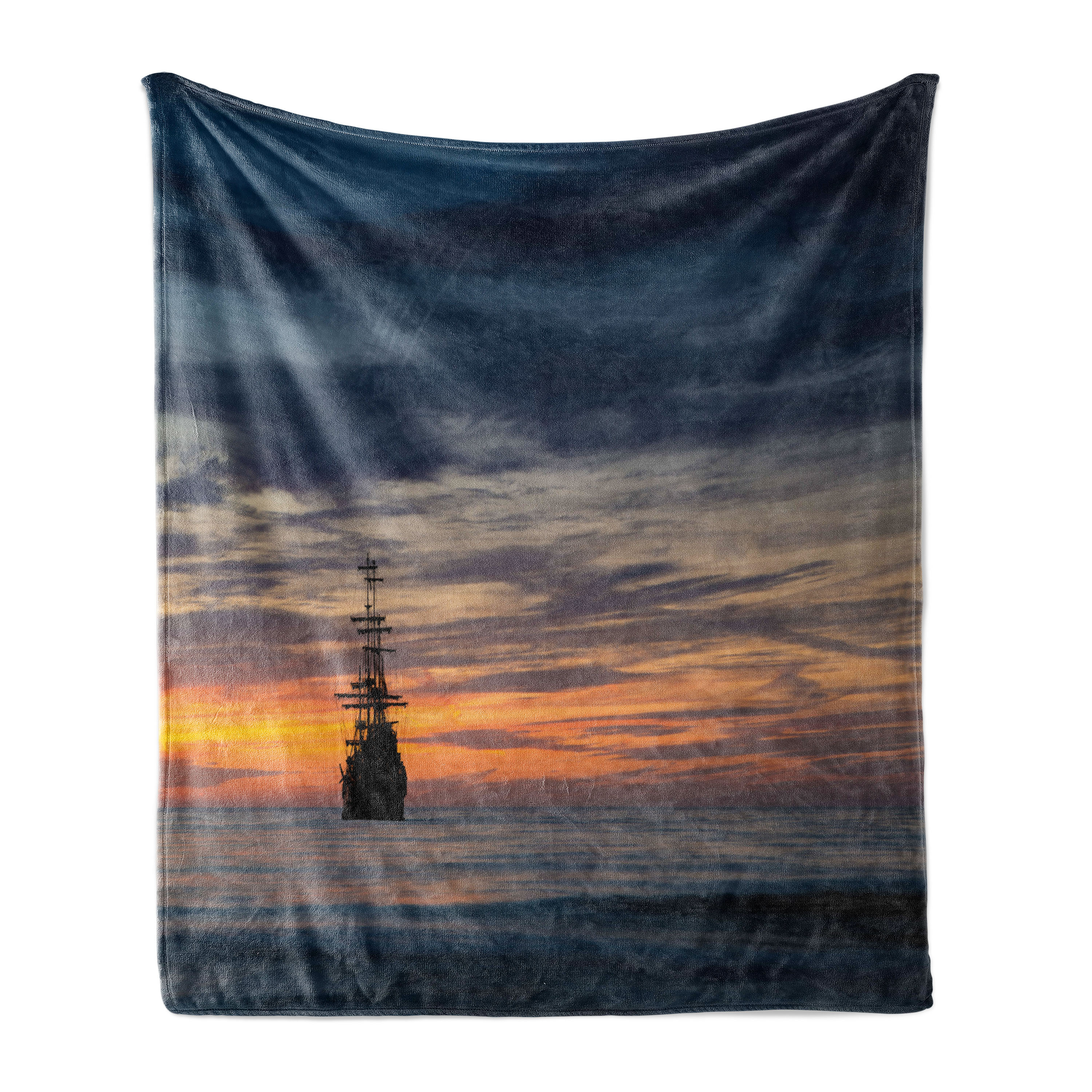 Ambesonne Pirate Ship Fleece Throw Blanket Old Sailboat Marine Dark ...