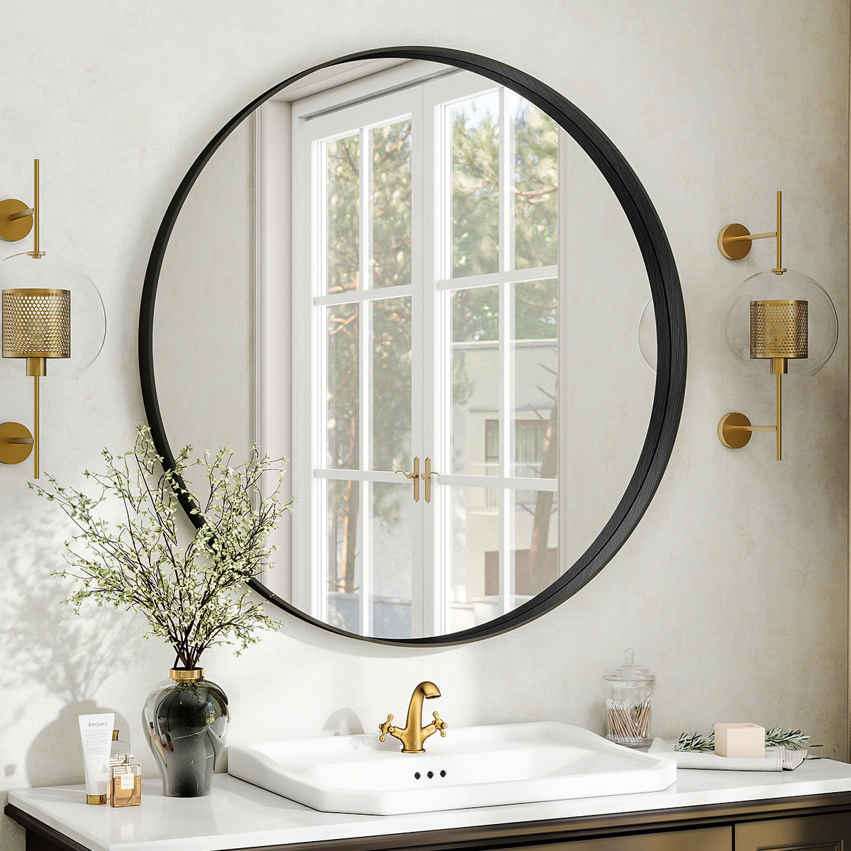 Ebern Designs Wall Mirror Deep Framed Bathroom Mirror Wall Mounted ...