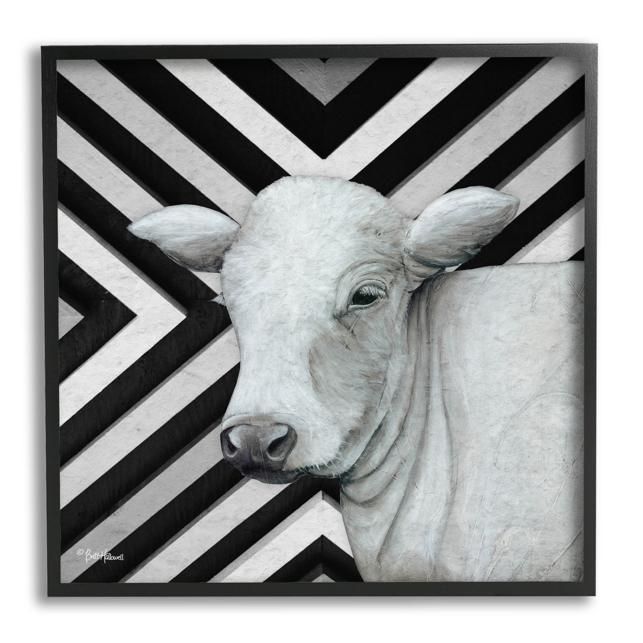 Stupell Industries Cow Portrait Stripes Pattern Giclee Art By Britt ...
