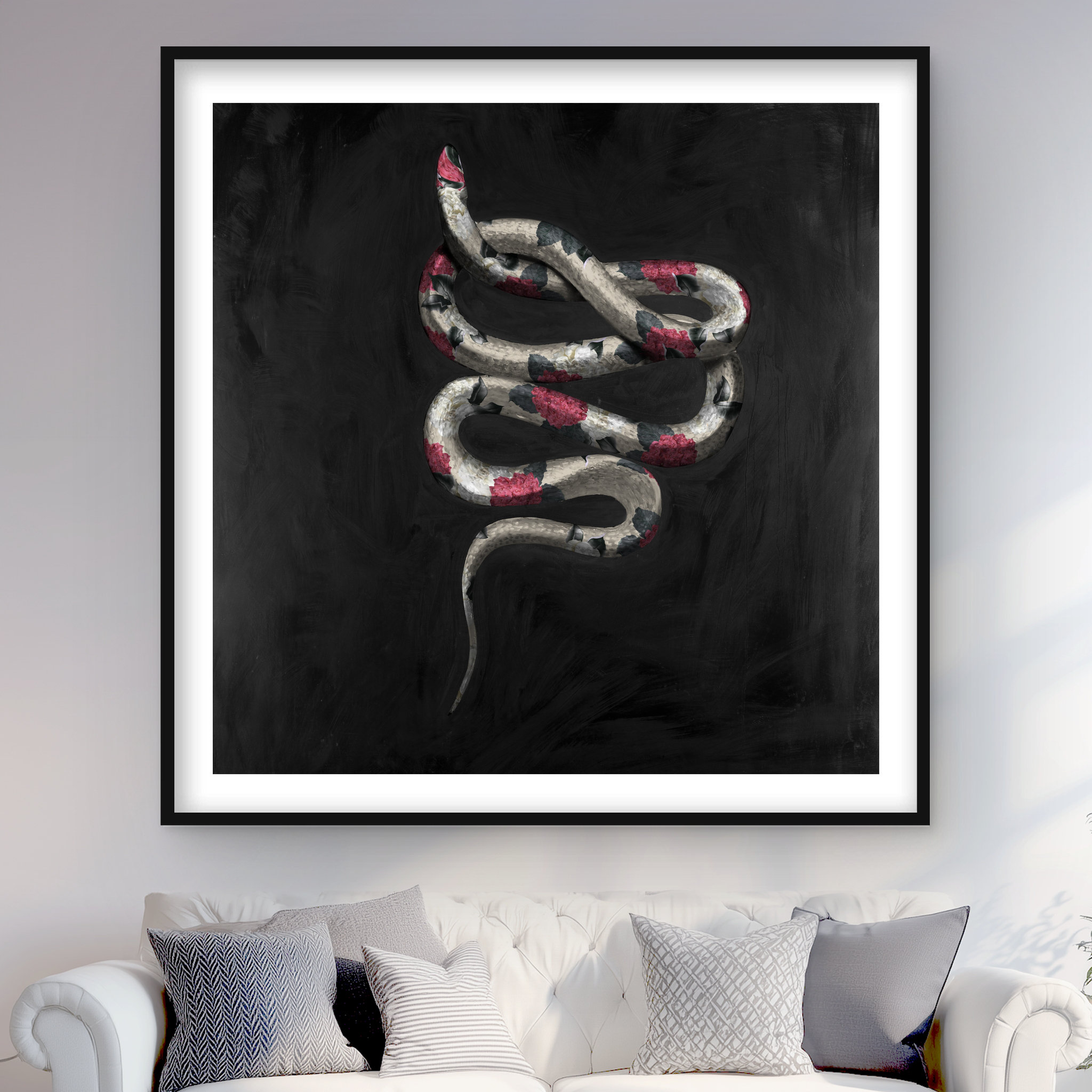 Lark Manor™ Snake Flowers - Black Framed Matted Print for Bedroom Decor ...