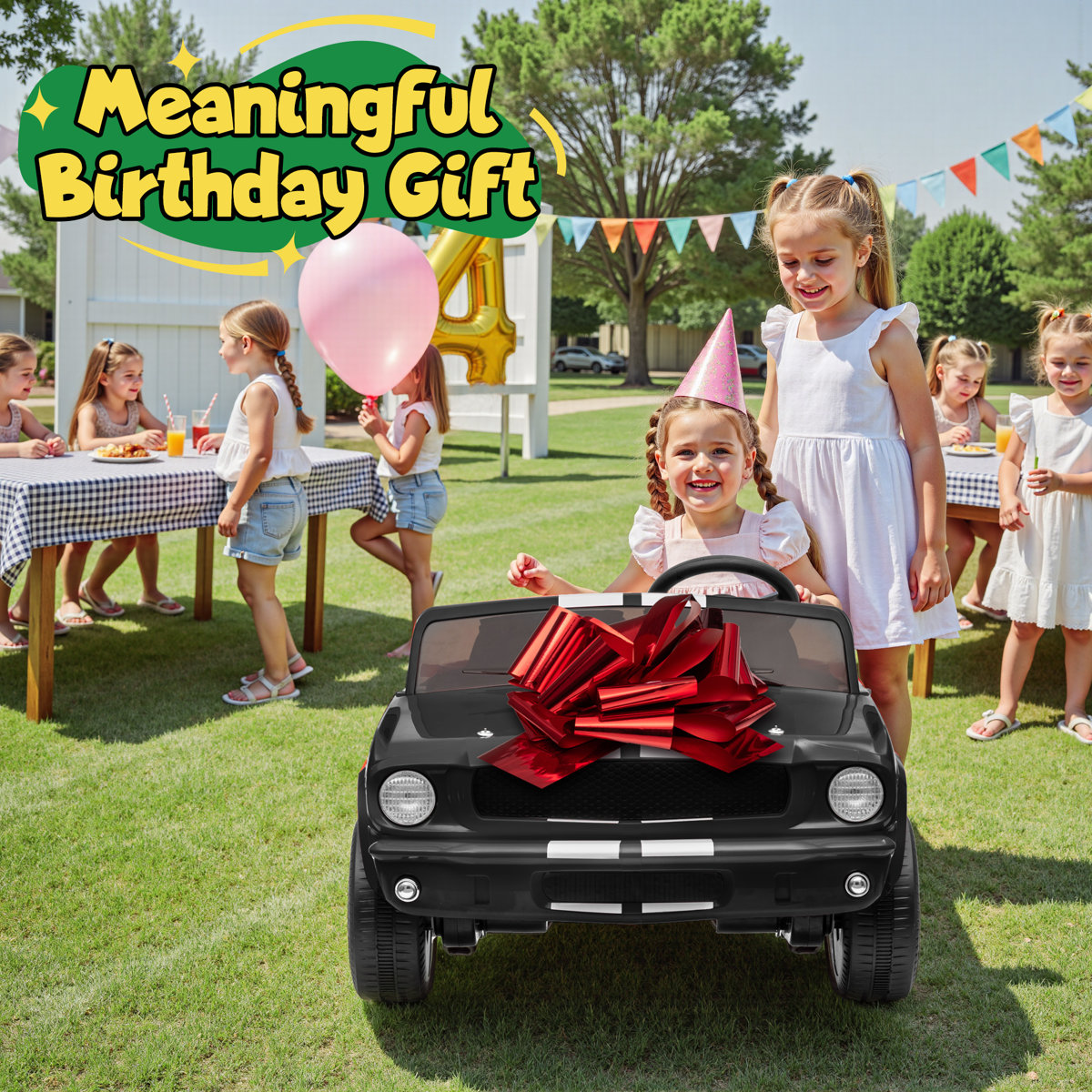 Anrli 24V Licensed Shelby GT350 Kids Electric Ride-On Car – 4WD, 2 ...