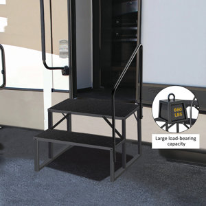 WFX Utility™ RV Steps with Handrail, 2 Steps Ladder Hot Tub Steps with ...