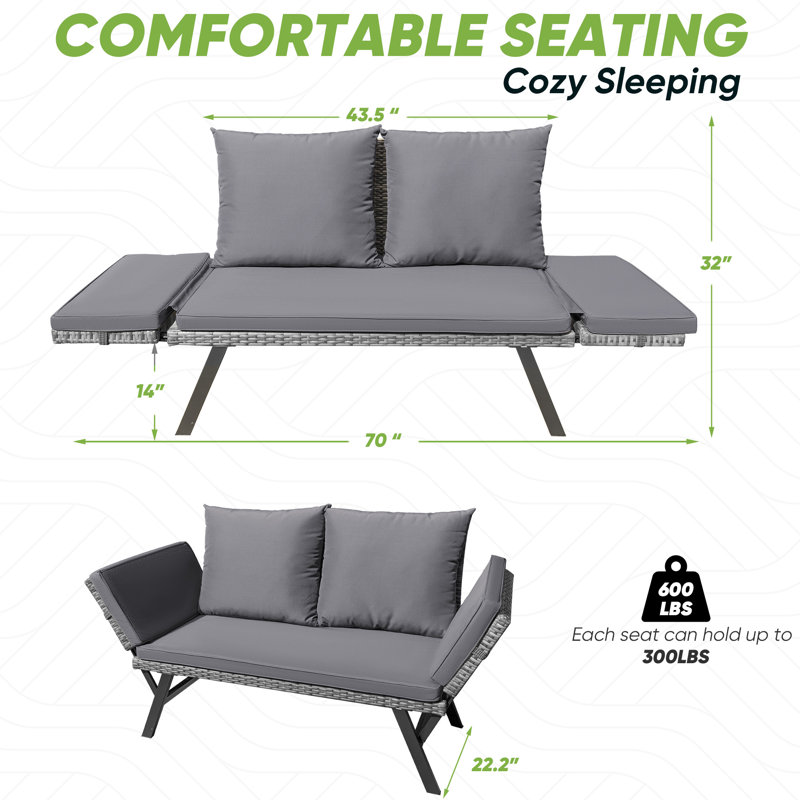 George Oliver Hoag 70'' Wicker Outdoor Patio Daybed & Reviews | Wayfair