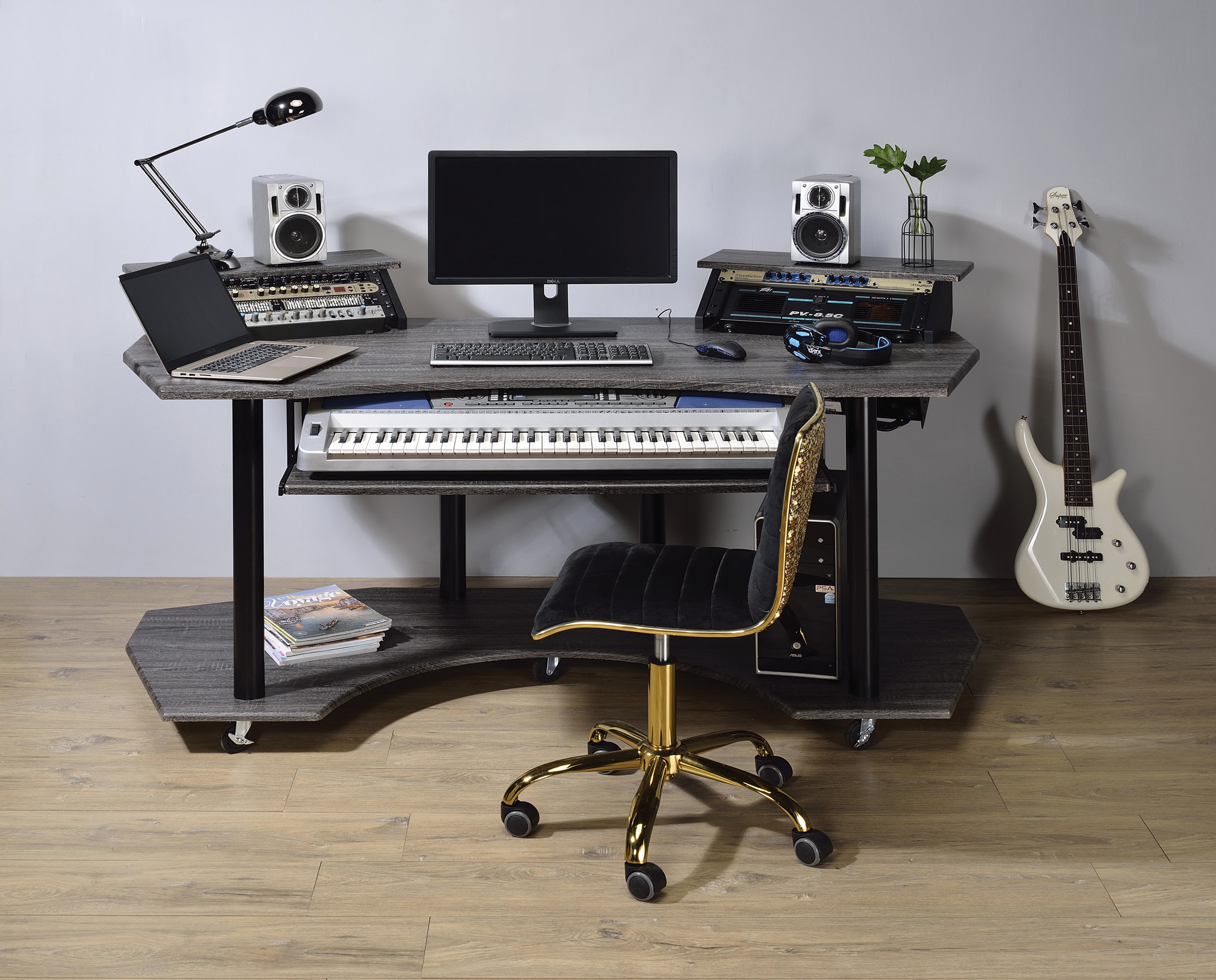 One Allium Way Desk,Oak Finish Music Recording Studio Desk - Wayfair Canada