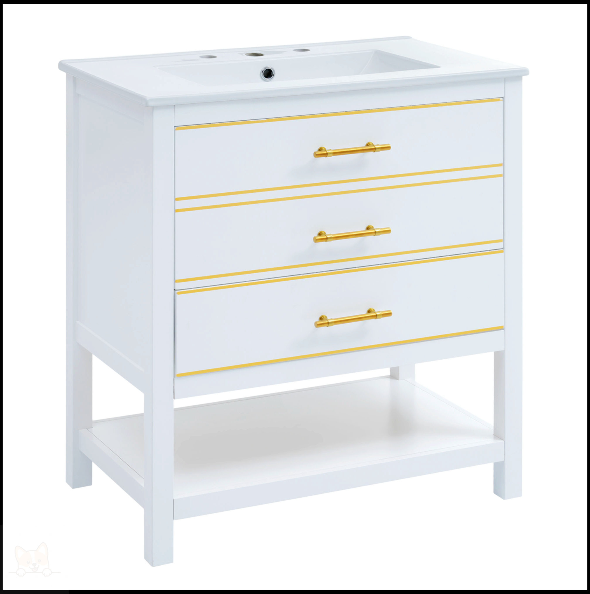 Everly Quinn Jevgenia Solid Wood+MDF Freestanding Bathroom Cabinet ...