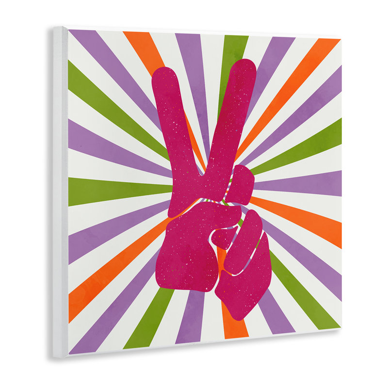 Ebern Designs Peace Sign on Stripes Wall Plaque Art by Kim Allen | Wayfair