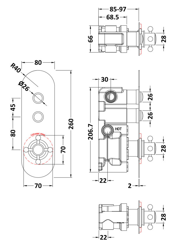 Hudson Reed Topaz Traditional Single Push Button Shower Valve | Wayfair ...
