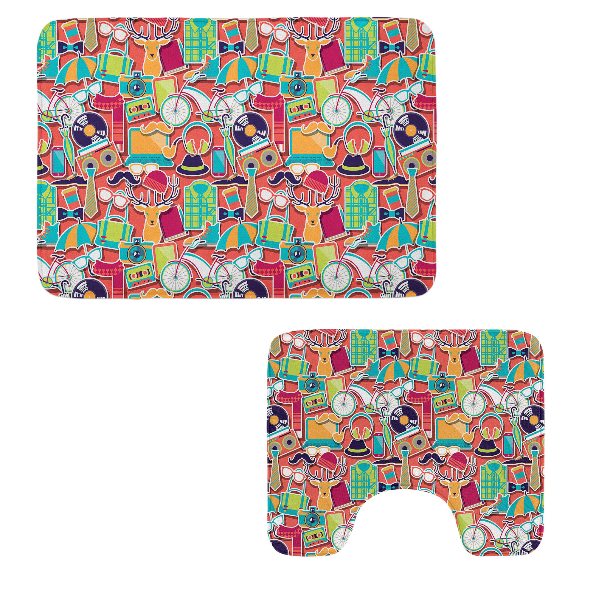East Urban Home Hipster Bathroom Rug Set 2 Pieces Rectangle & Contour ...
