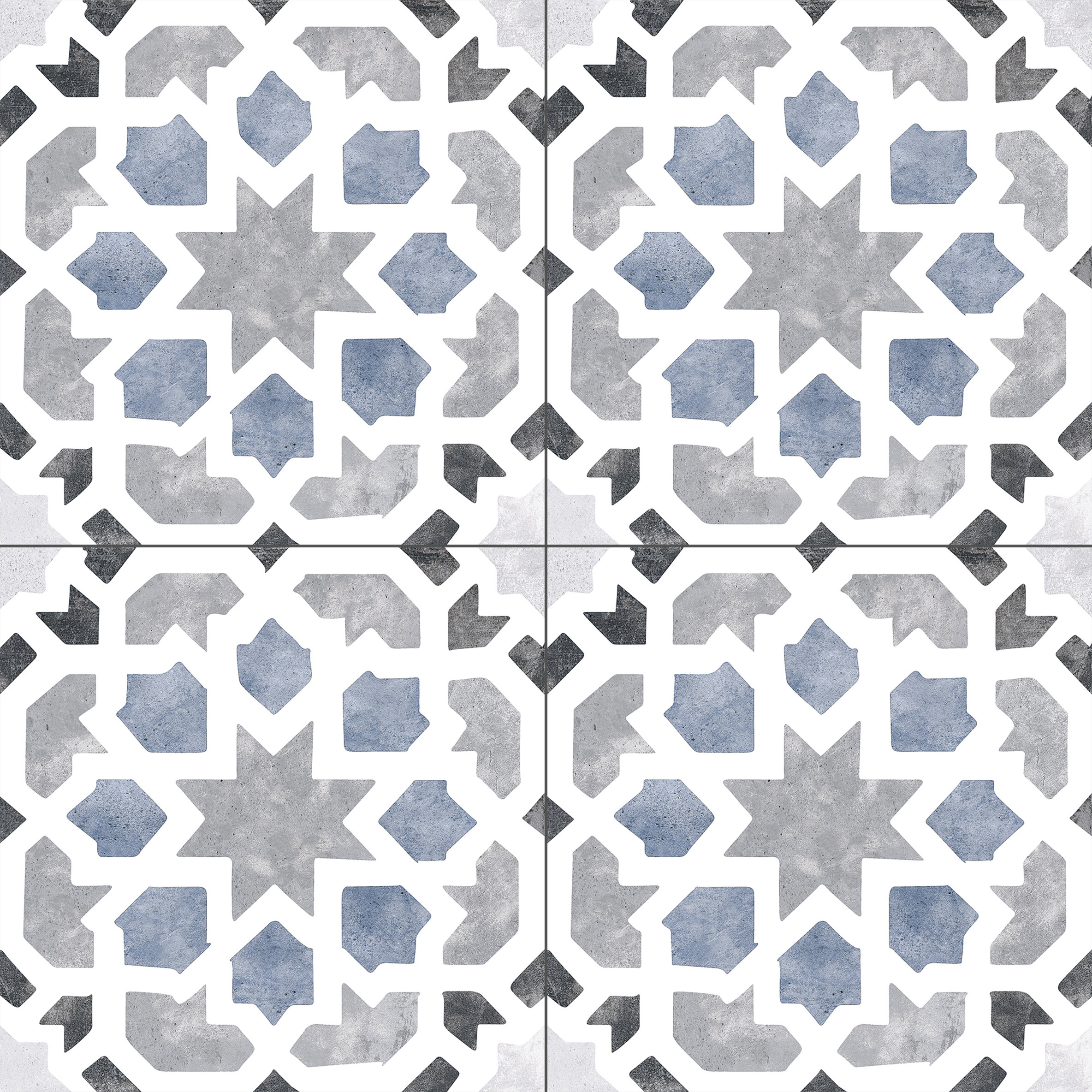 Andova Luv Charmed Blue 8-in. Encaustic Spanish/Moroccan Patterned ...