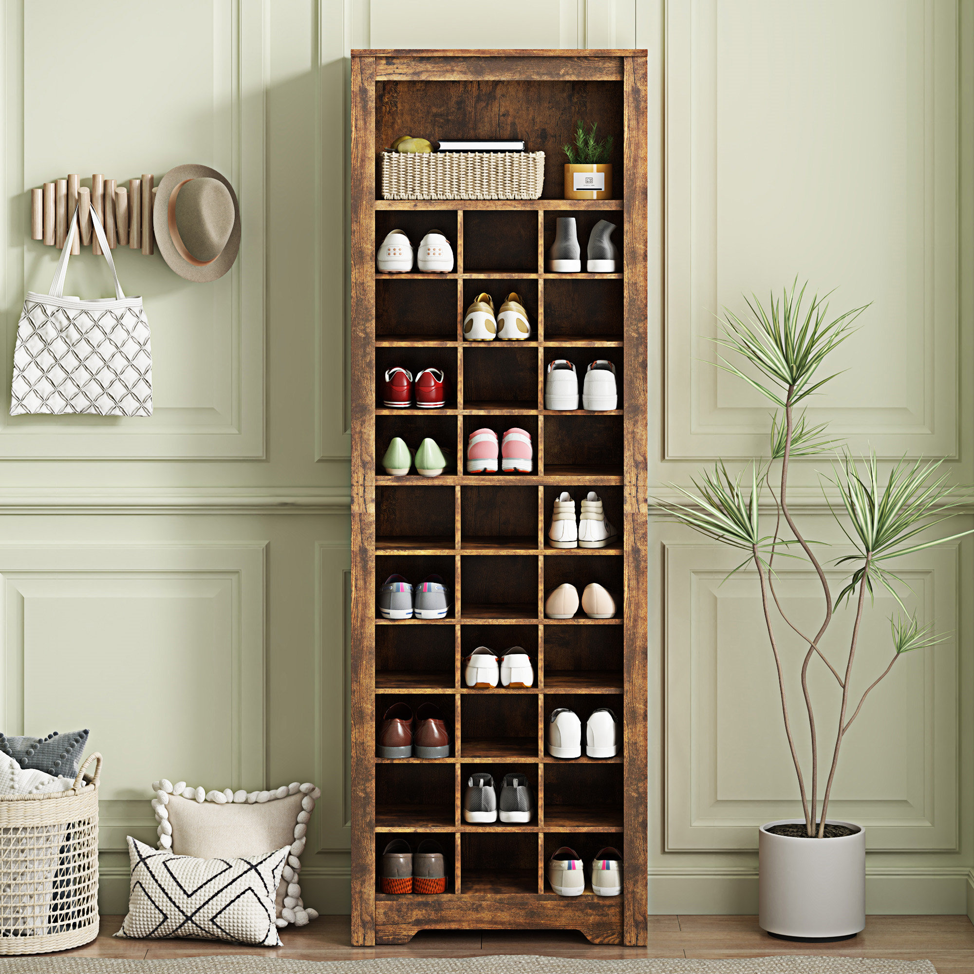 Brayden Studio® Stylish Design 30 Shoe Cubby Console | Wayfair