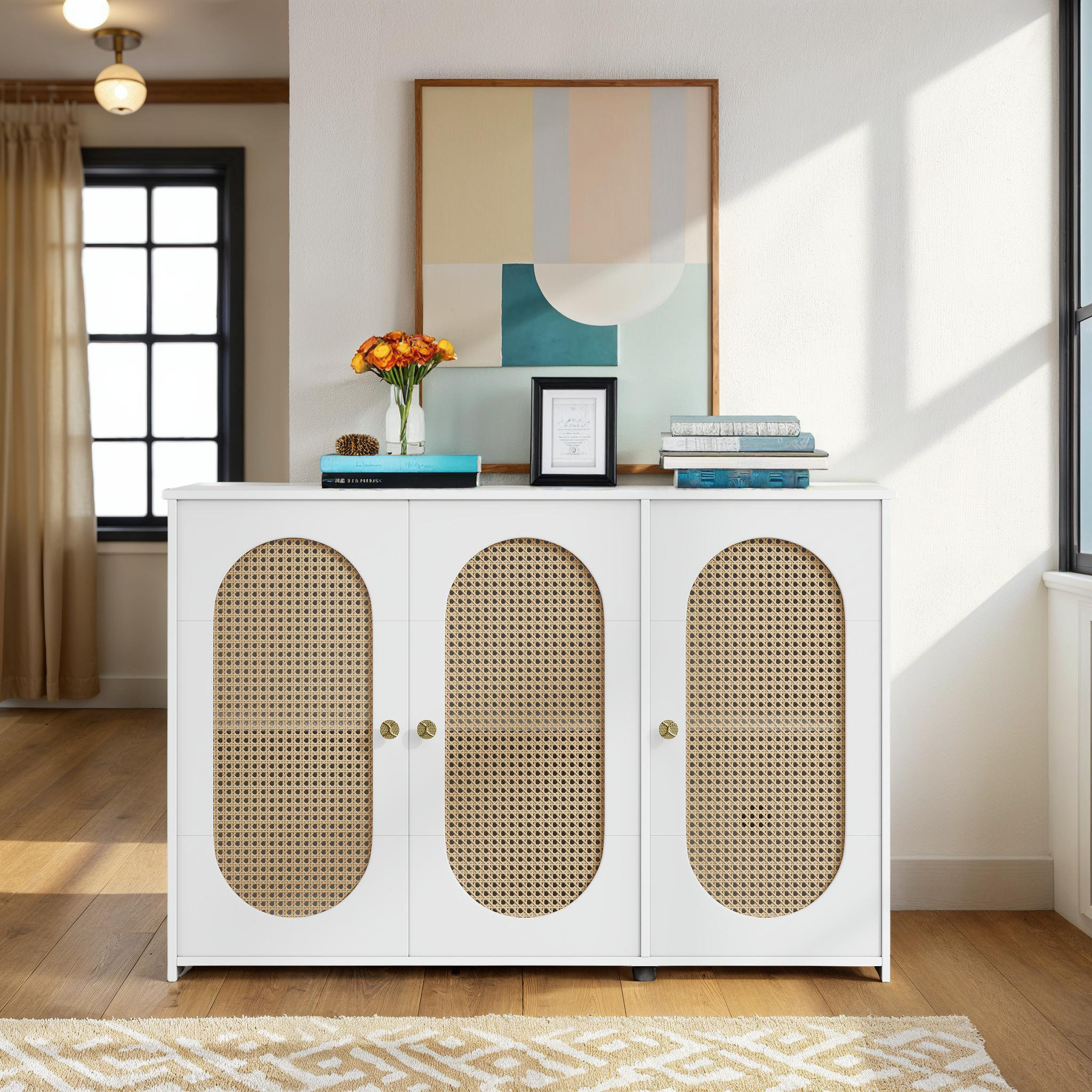 George Oliver Retro 3-Door Sideboard With Large Storage Space ...